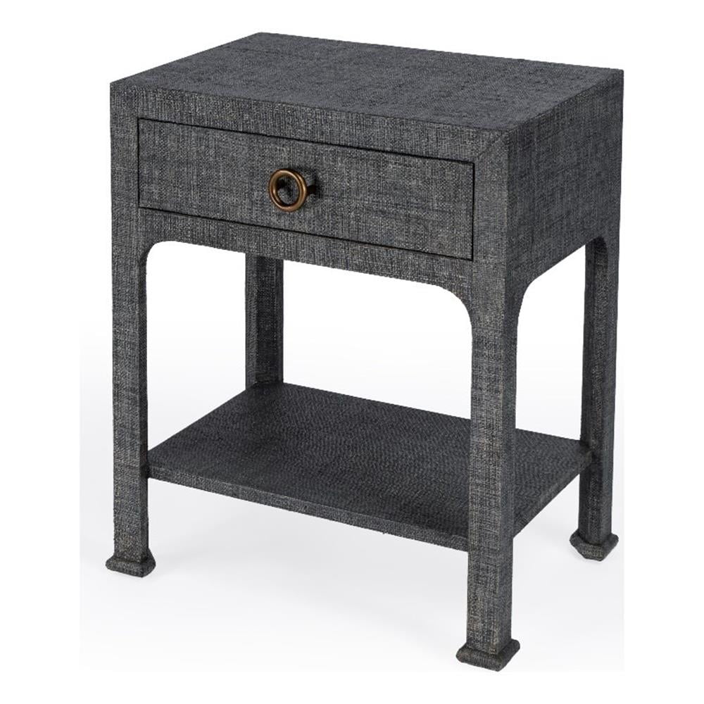 Beaumont Lane Hand-wrapped Woven Raffia Nightstand in Charcoal ...