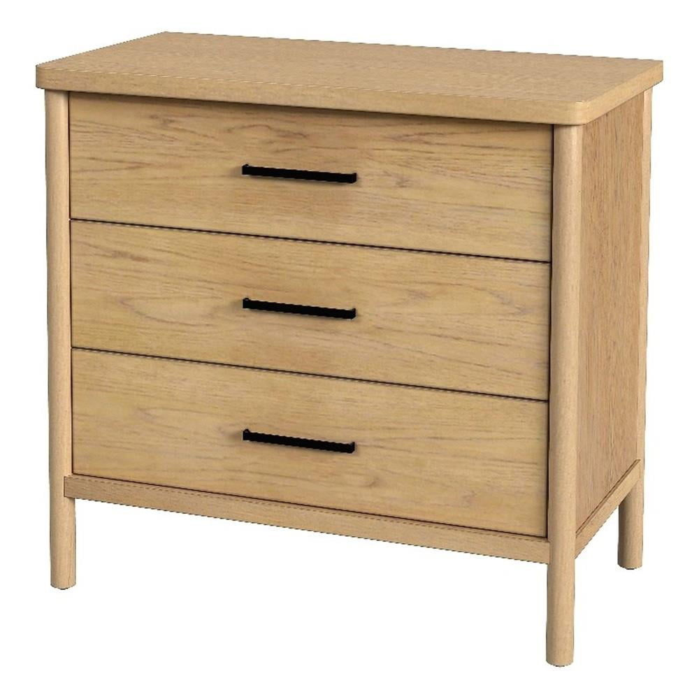 Beaumont Lane Mid-Century 3-Drawer Rounded Leg Wood Dresser - Natural ...
