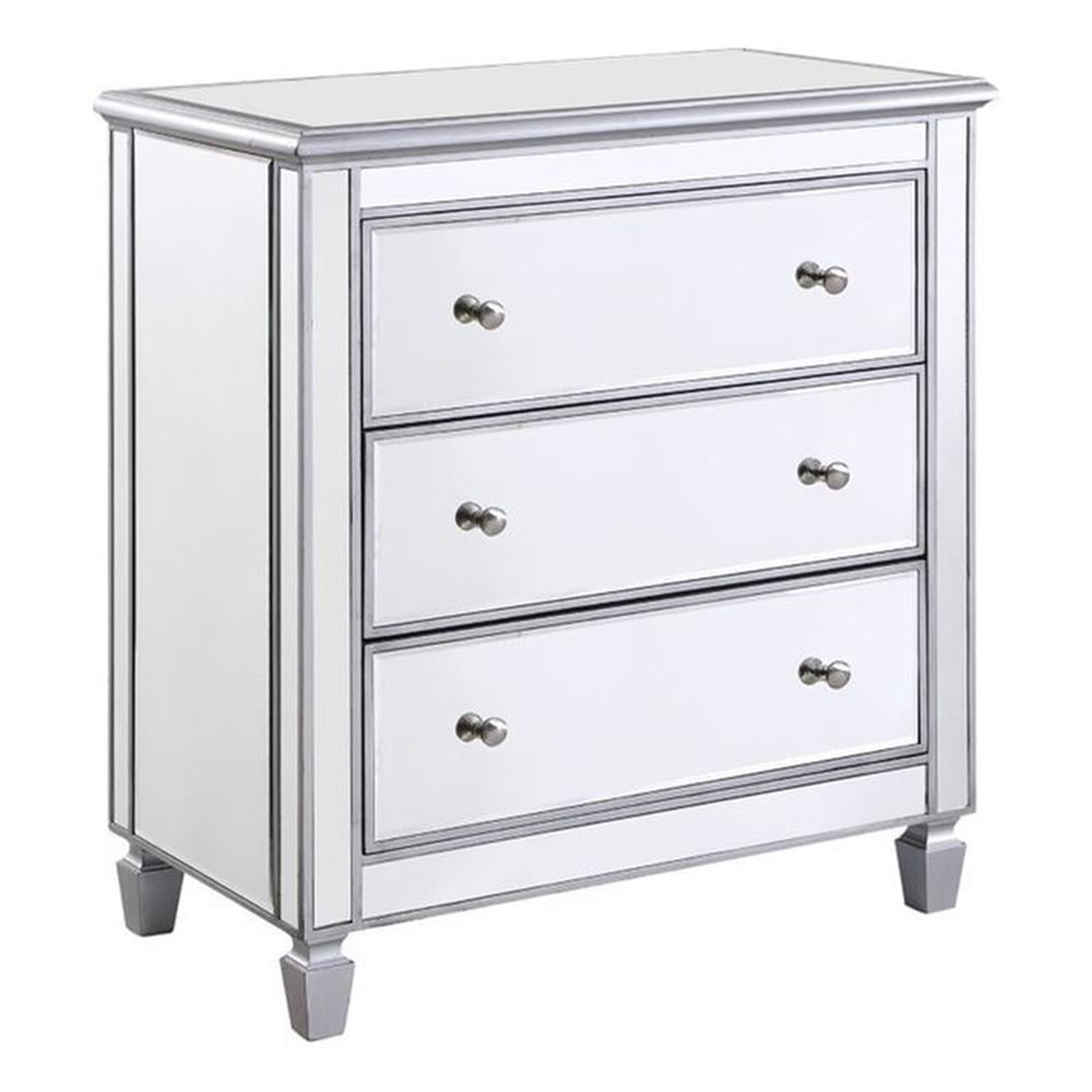 Beaumont Lane Modern 3-Drawer Solid Wood/MDF Chest in Silver - Walmart.com