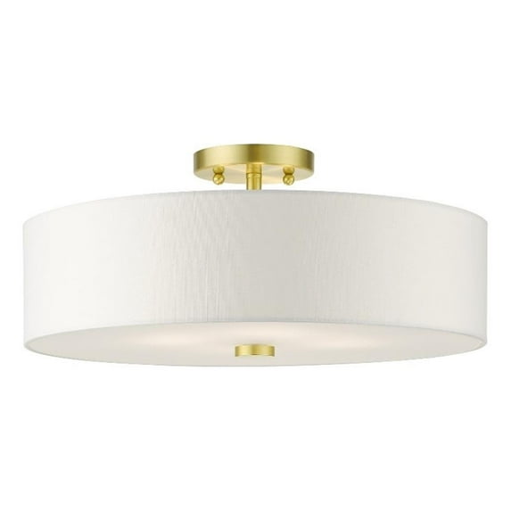 Beaumont Lane Modern 8" 4-Light Metal Semi Flush Mount in Satin Brass ...