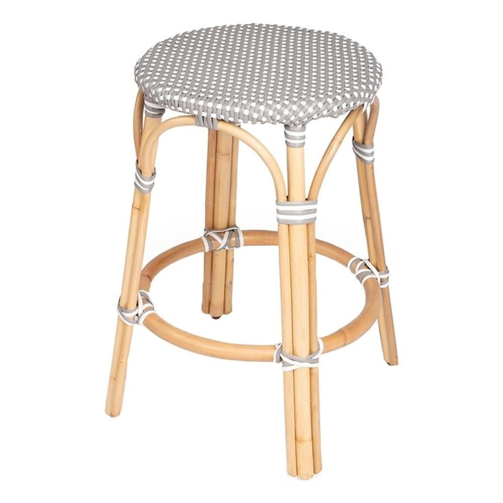 Beaumont Lane Rattan Backless Bar Stools, Gray/White - Walmart.com