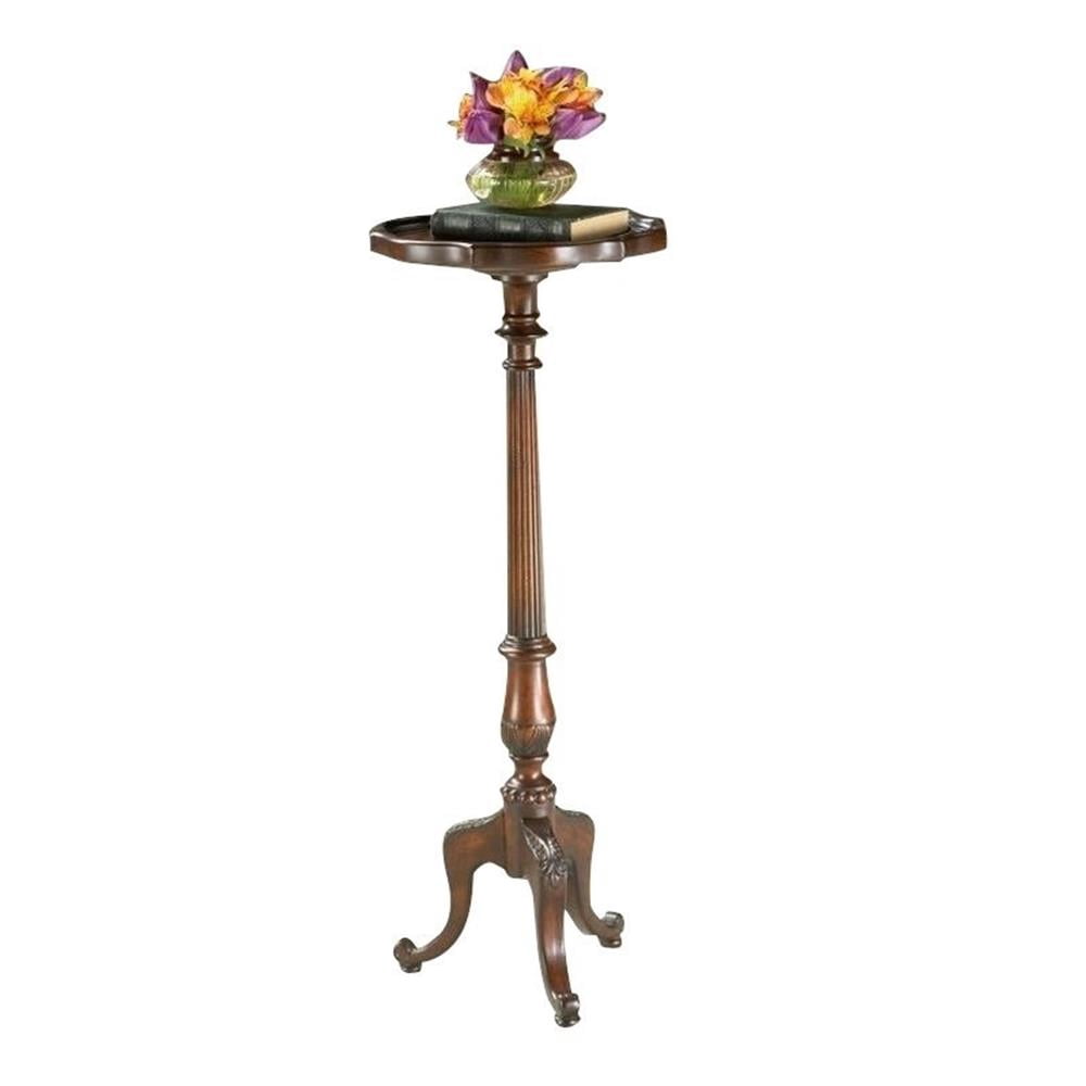 Beaumont Lane Traditional Wood Pedestal Plant Stand in Cherry Dark ...