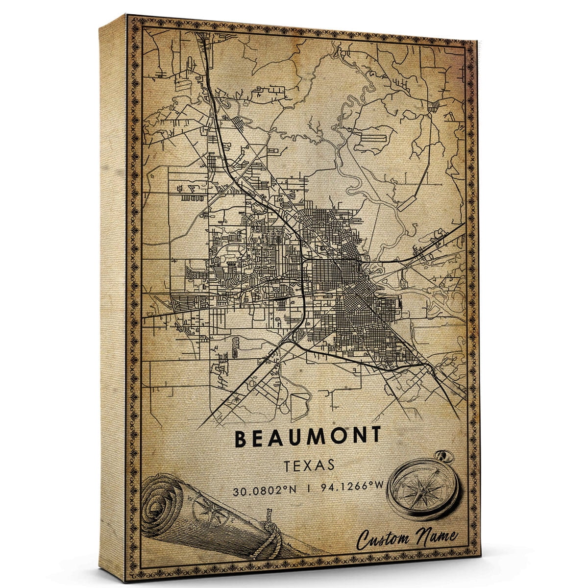 Beaumont Map Poster, Texas Map Art Poster, Canvas, Beaumont Map City ...