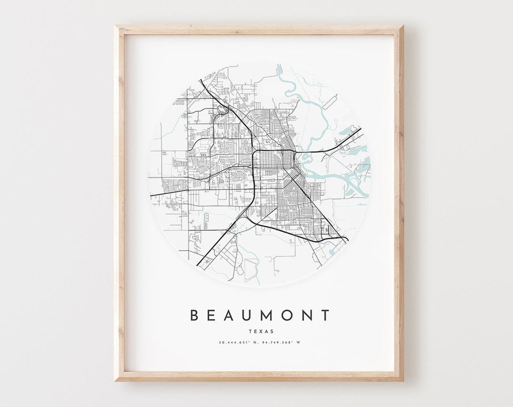 Beaumont Map Print, Beaumont Map Poster City Wall Art, Tx Road Map ...