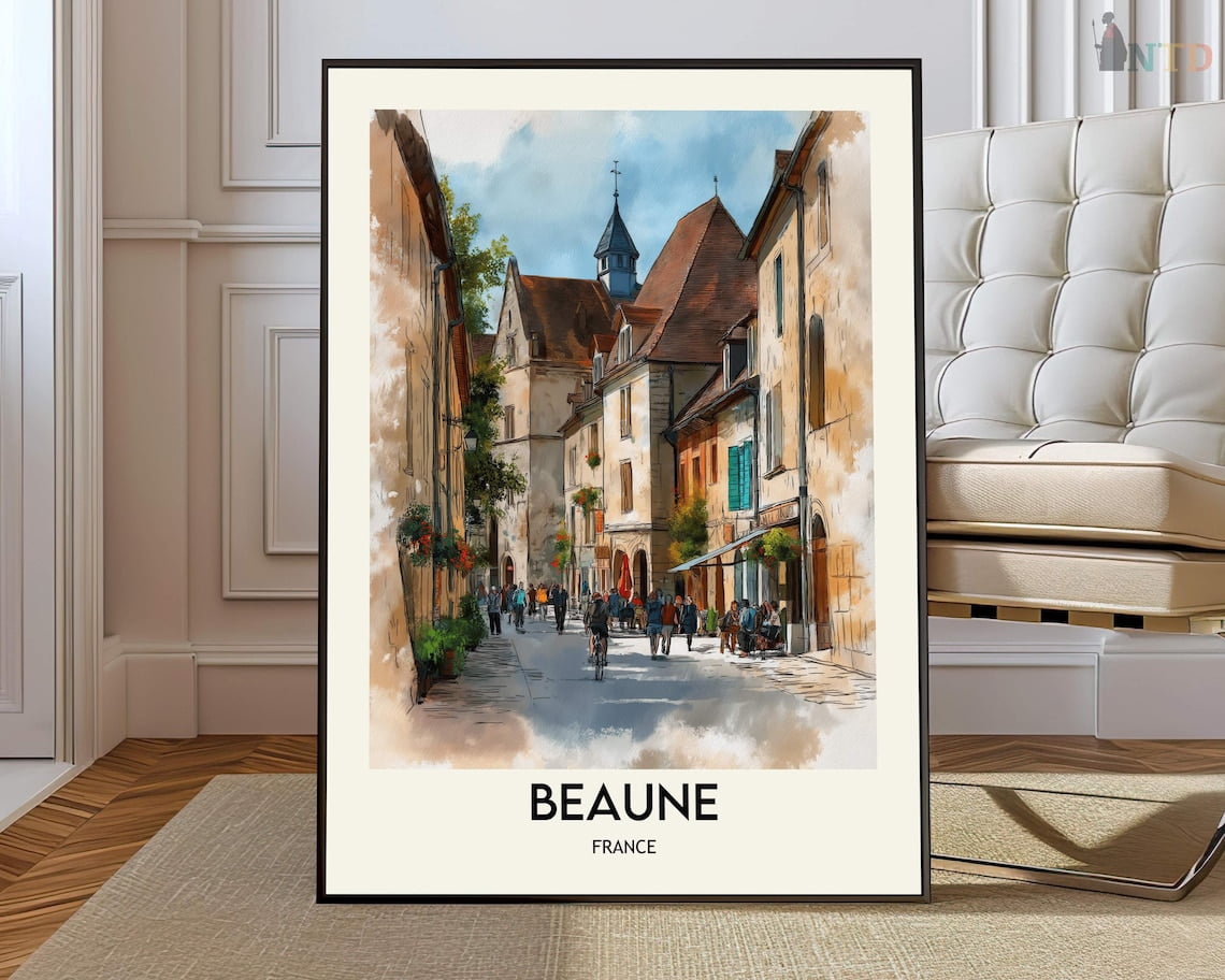 Beaune France City Map Wall Art Travel Decor Photo Print, Stretched ...