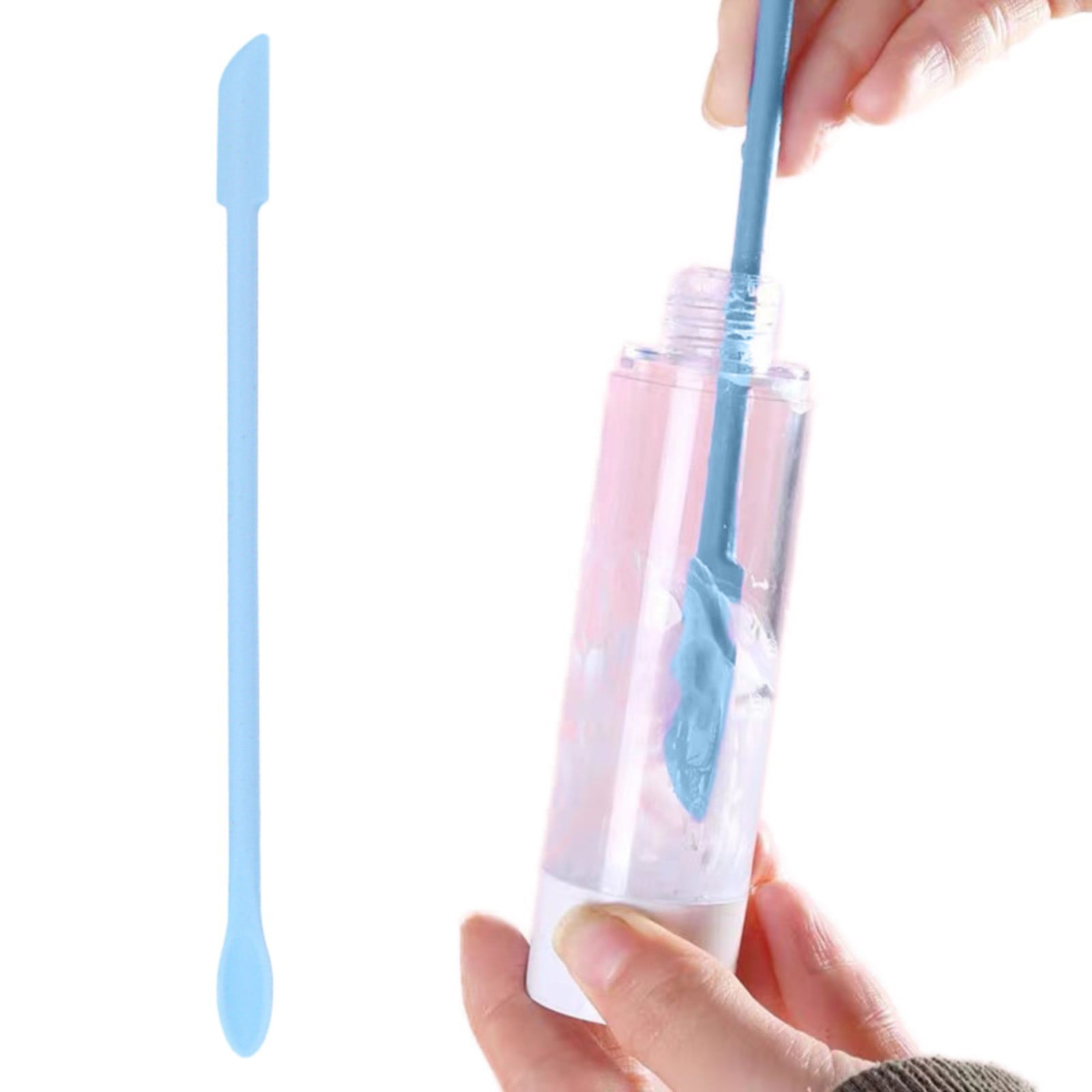 Beauos Blue Silicone Mini Makeup Spatula, Thin Narrow Head, Long Handle ...
