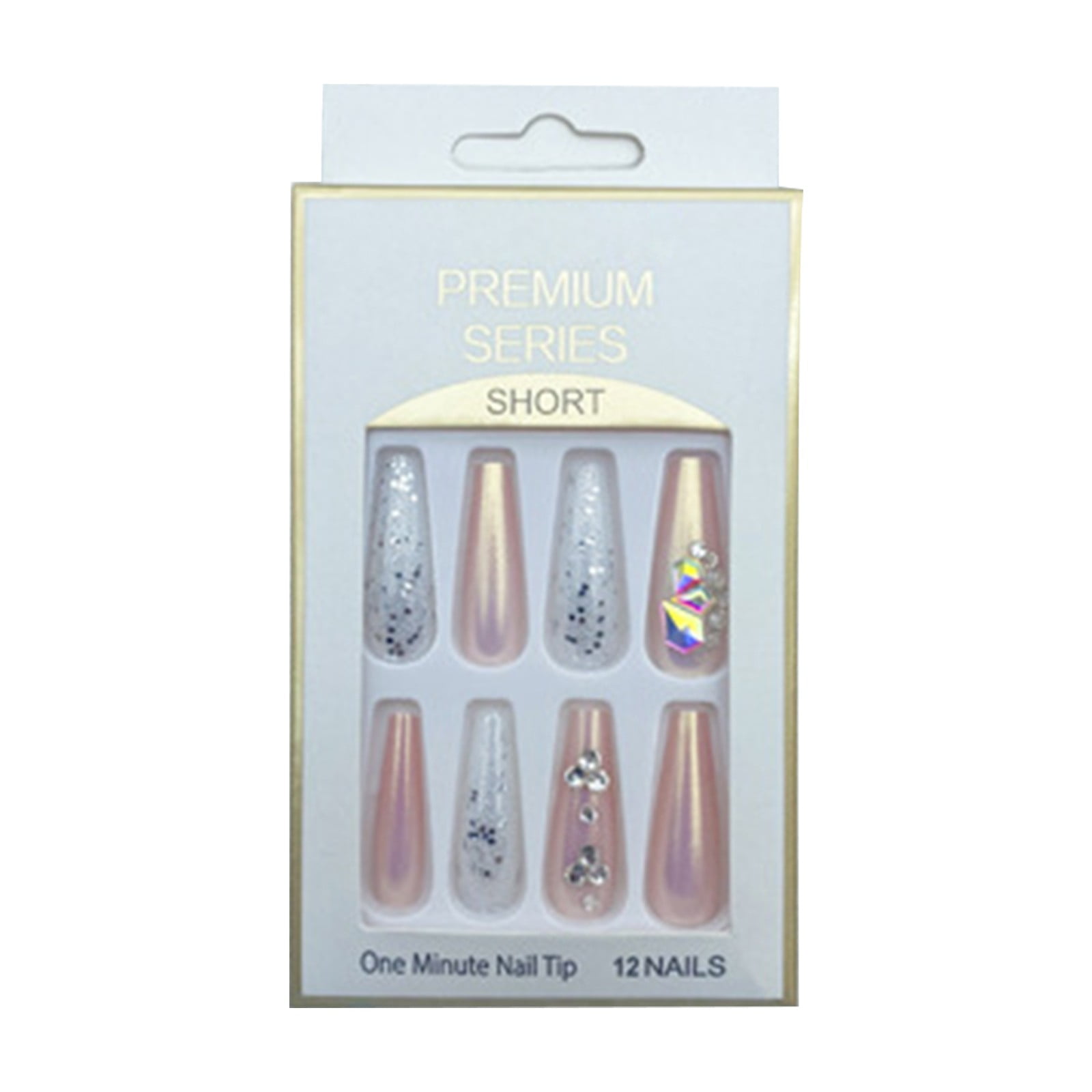 Beauos Clearance 12 Pieces of False Nails Lengthened Trapezoidal Ballet ...