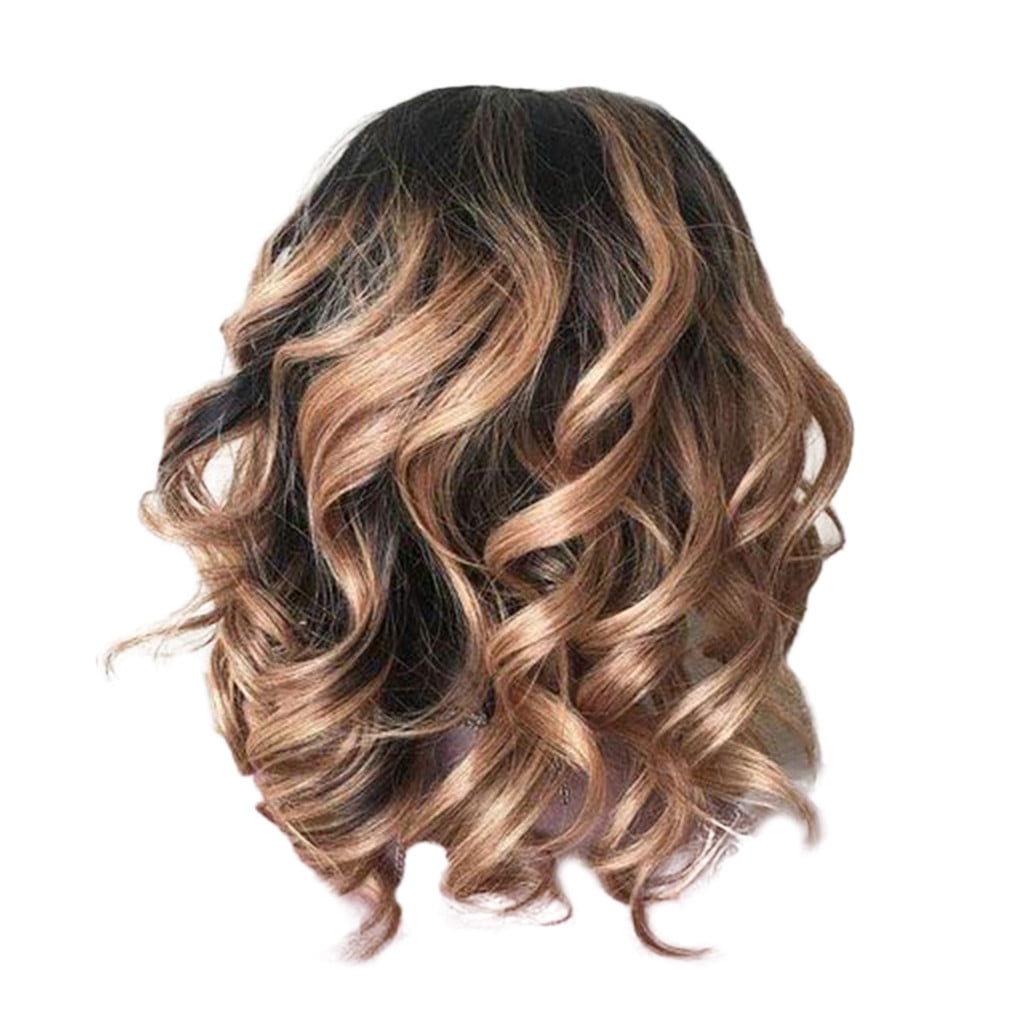 Beauos Parting Brazilian Wig Women Curly High Black Wavy Fiber Hair ...