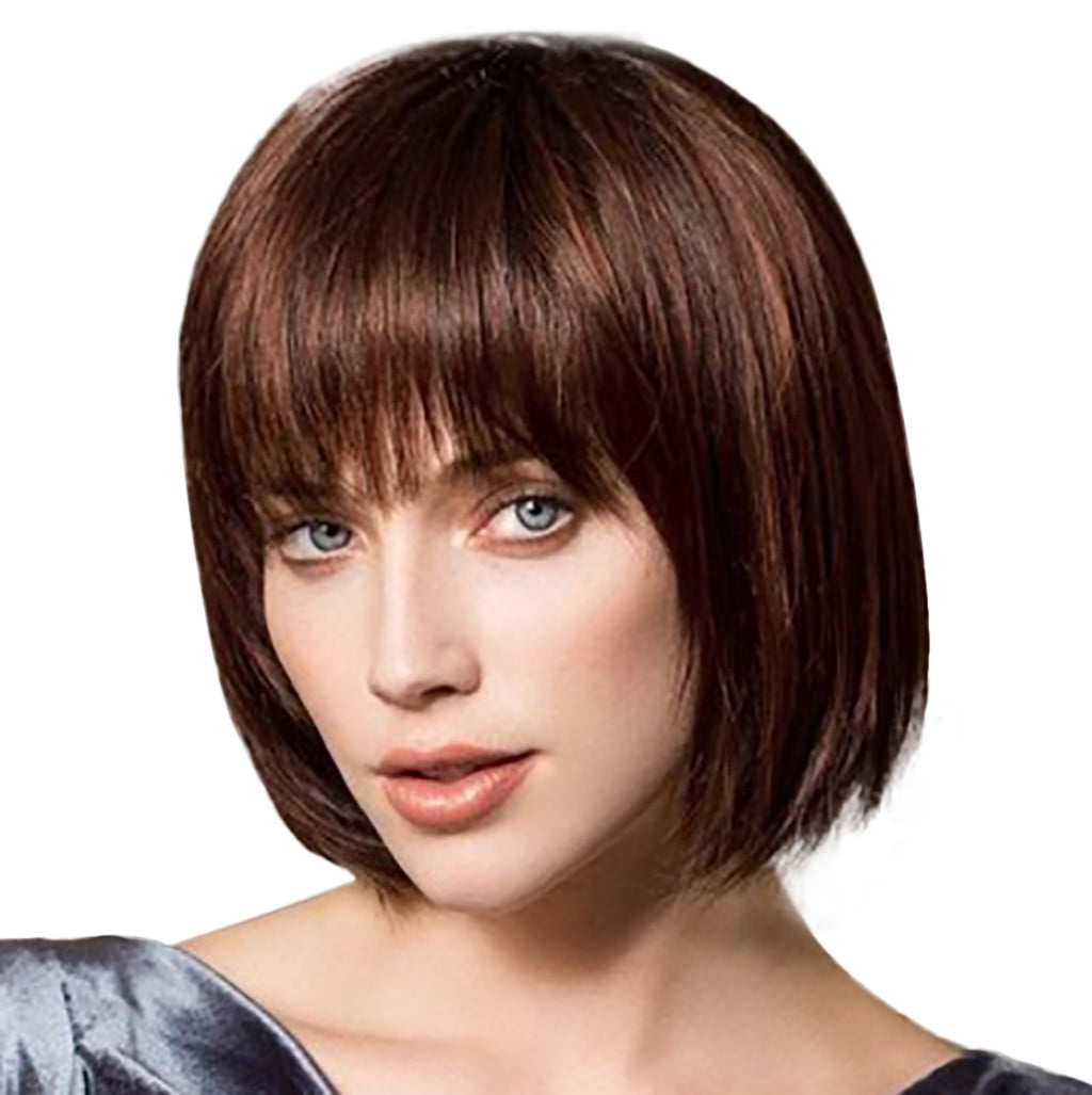 Beauos Clearance Wig Fashion Brown Straight Short About Straight for ...