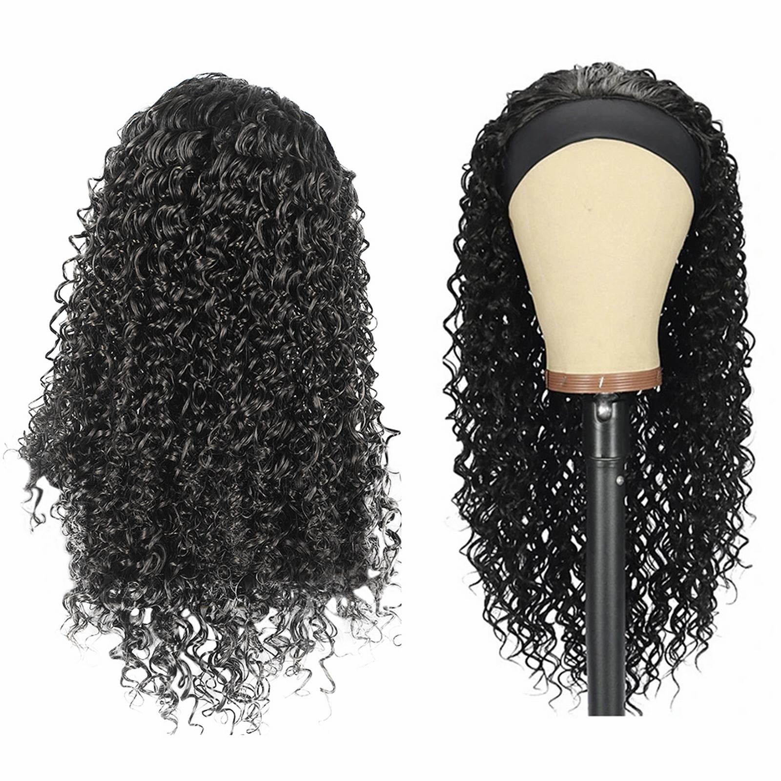 Beauos Clearance Women's Wig Black Small Curly Wavy Fiber High ...
