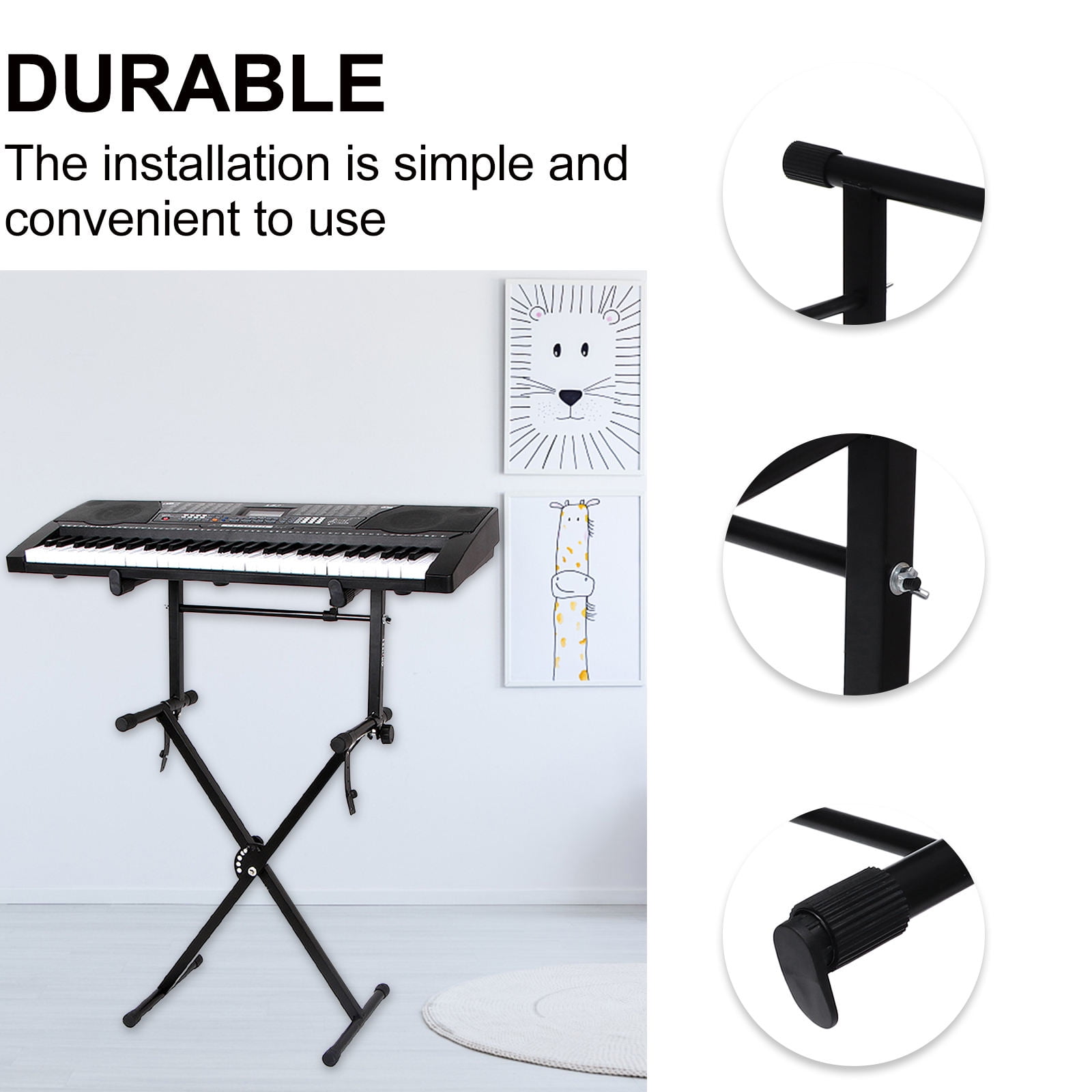 Beaupretty 1 Set Digital Keyboard Stand Black Rubber with Height ...