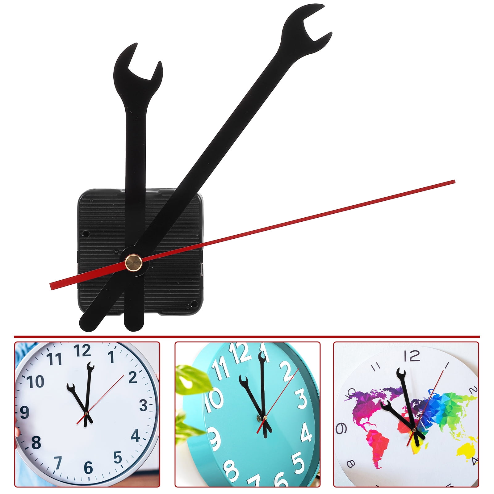 Beaupretty 1 Set of Clock Parts Battery Operated Kit Plastic Red for ...