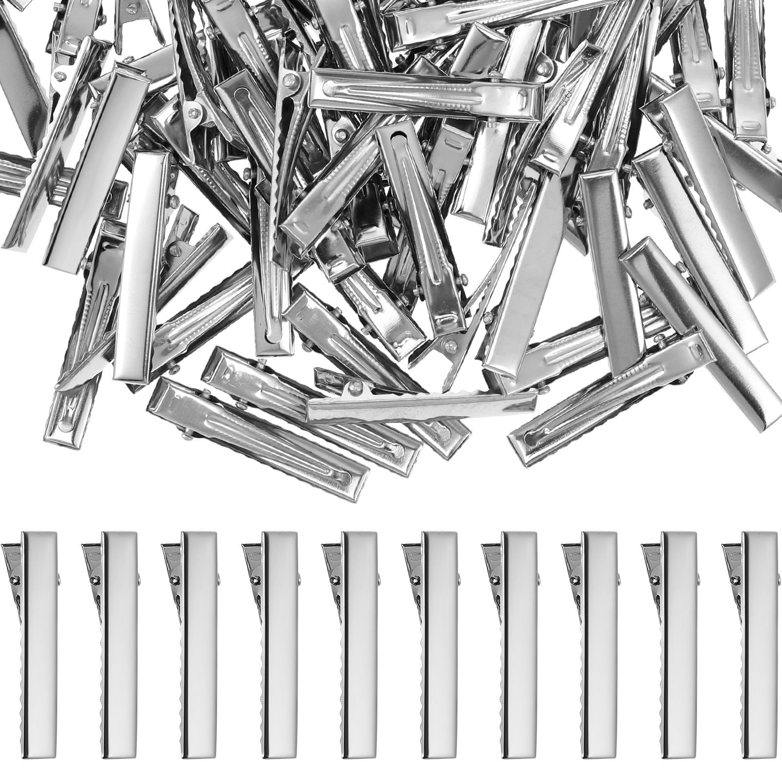 Beaupretty 100Pcs Silver Duckbill Clips with Teeth for Custom Hair Clip ...