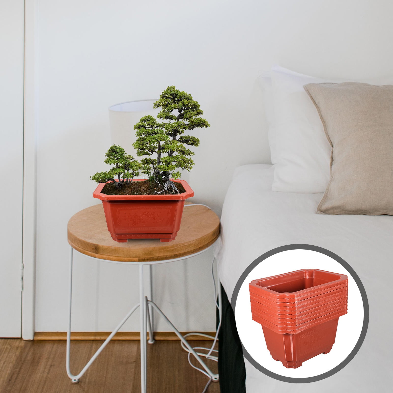 Beaupretty 10Pcs Practical Dark Red Rectangular Flowerpots for Home ...