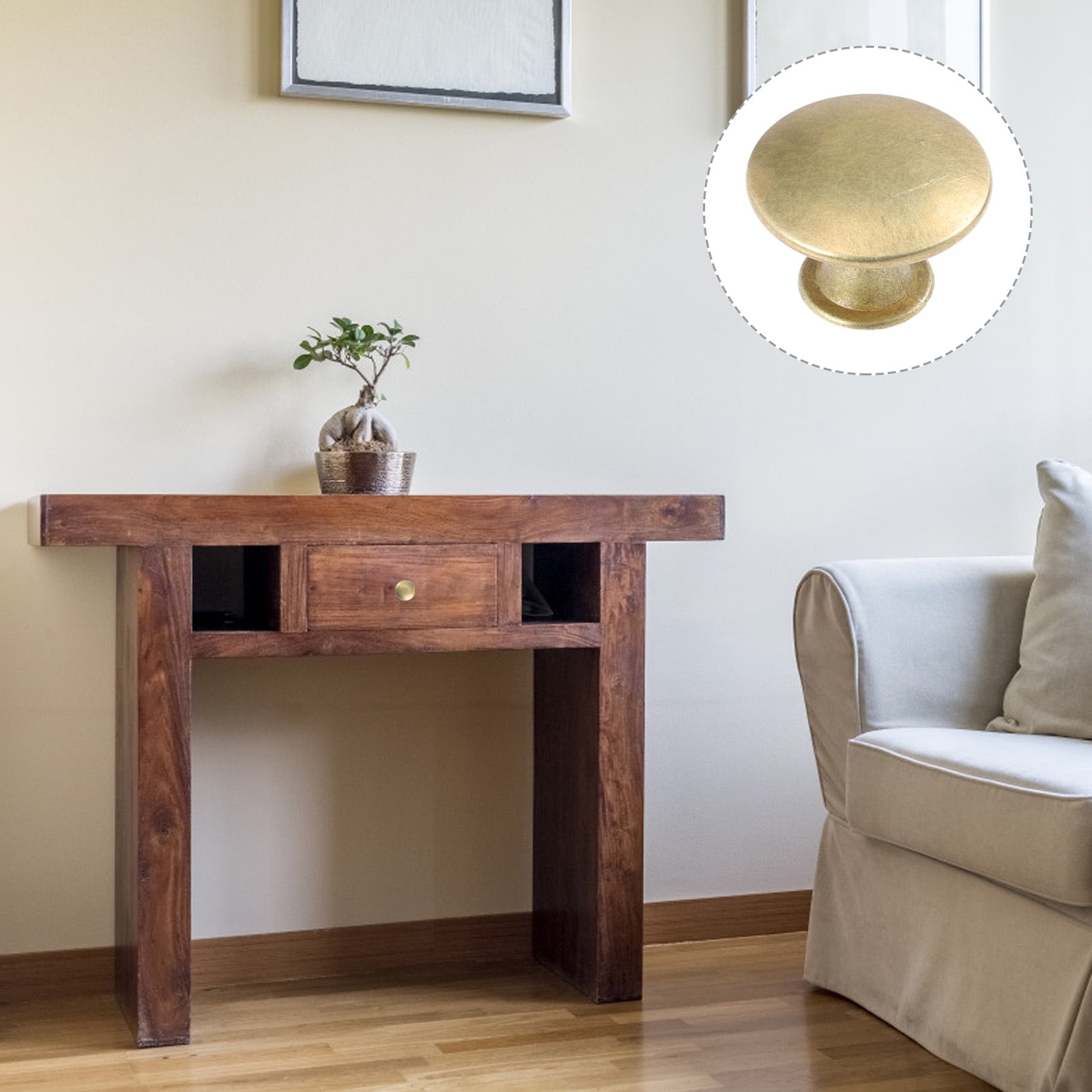 Beaupretty 12Pcs Golden Round Cabinet Door Pull Handles Simple Durable ...