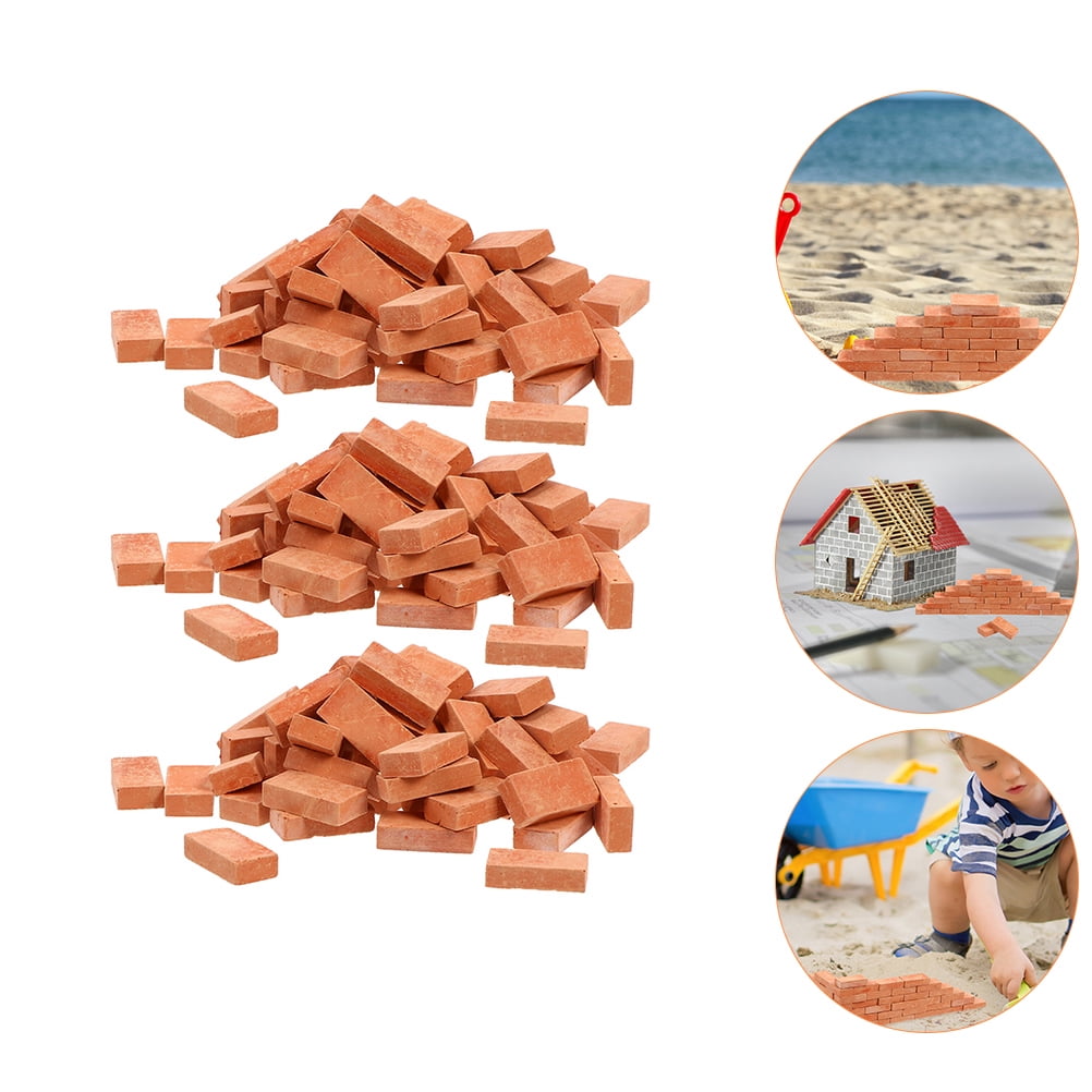 Beaupretty 150Pcs Scale Model Bricks Clay Red Miniature Decor for ...
