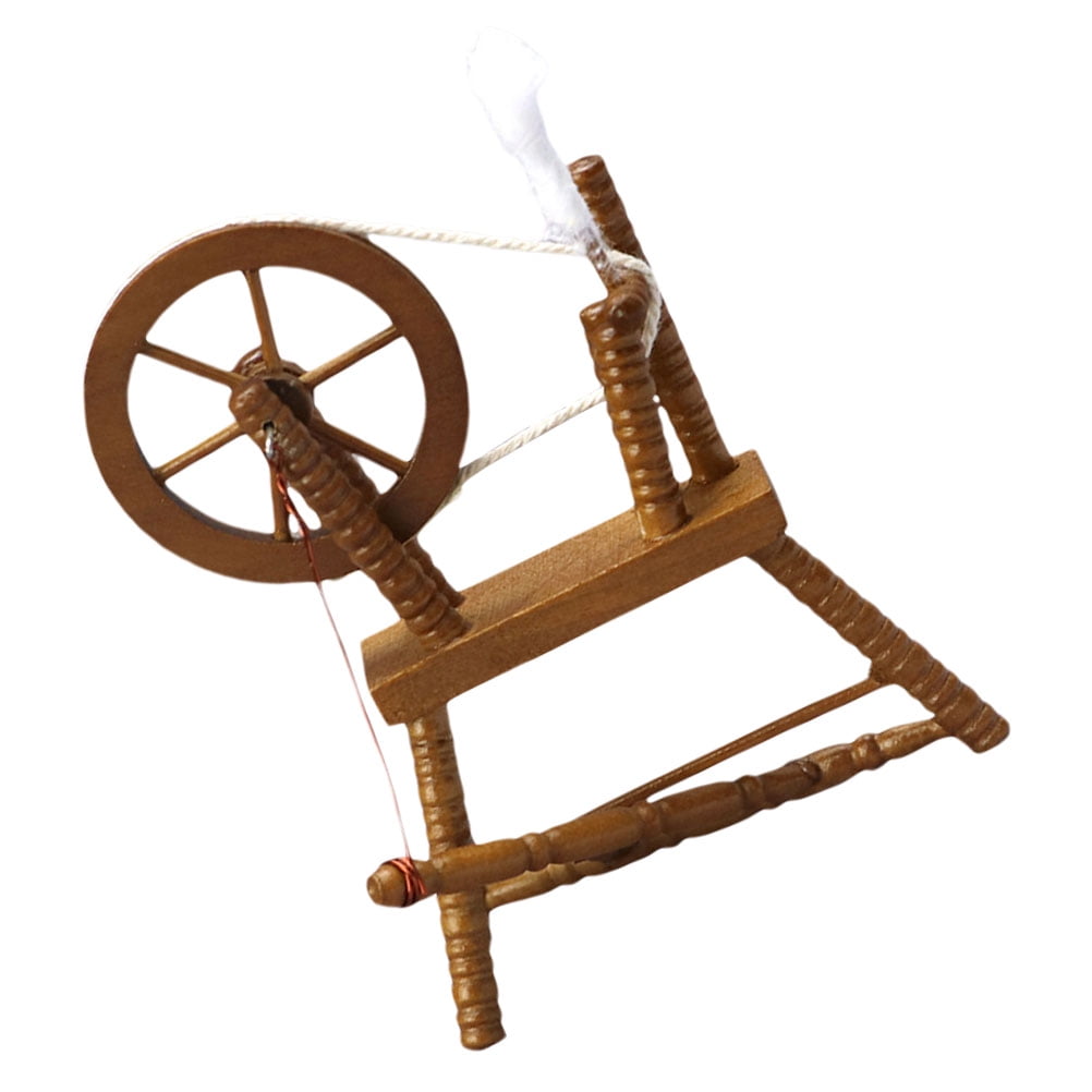 Beaupretty 1Pcs Miniature Furniture Spinning Wheel Light Brown Wooden ...