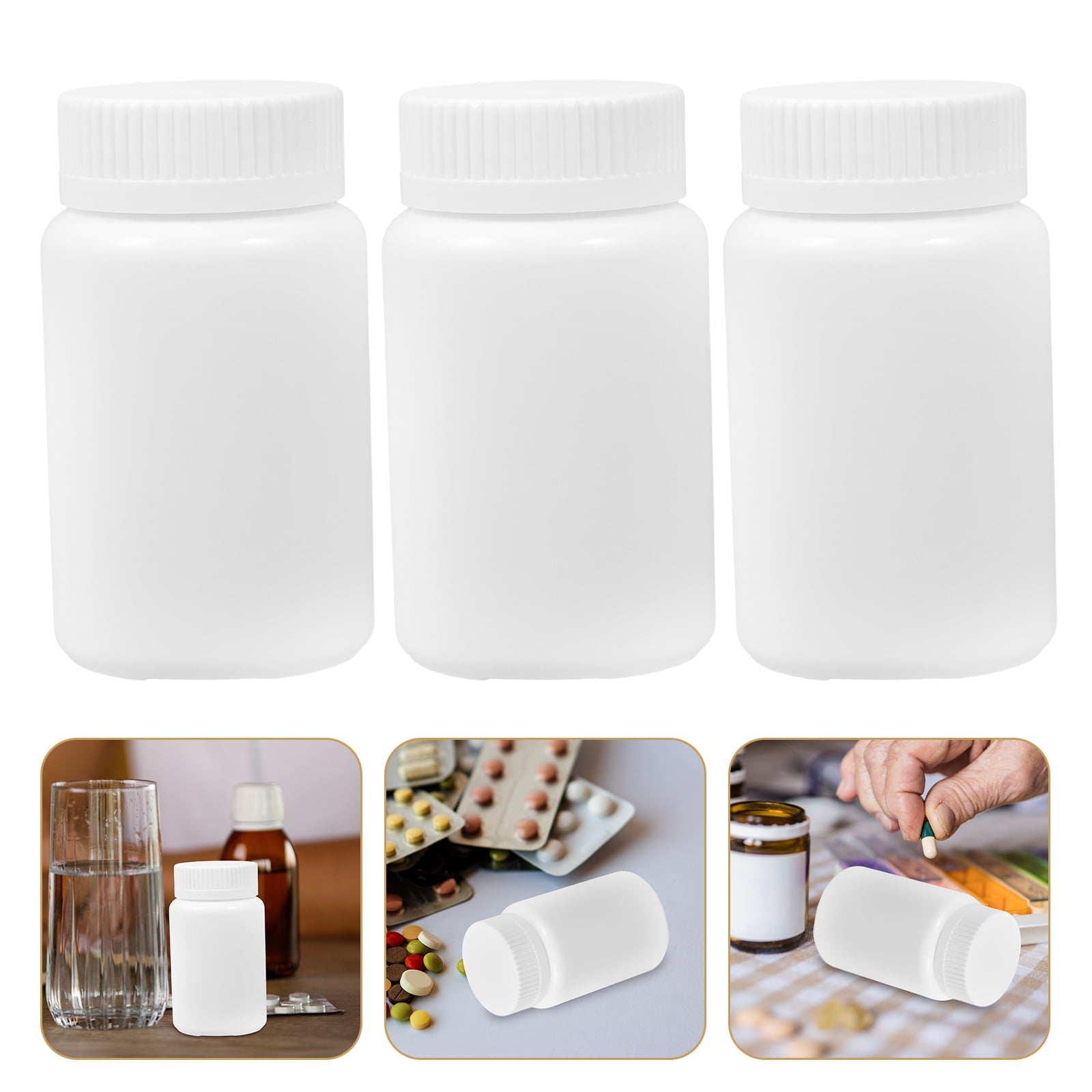 Beaupretty 20Pcs Portable White Plastic Pill Bottle Refillable Storage ...