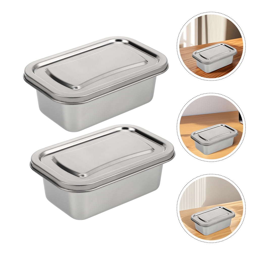 Beaupretty 2Set Stainless Steel Lunch Box With Airtight Lid For Space ...