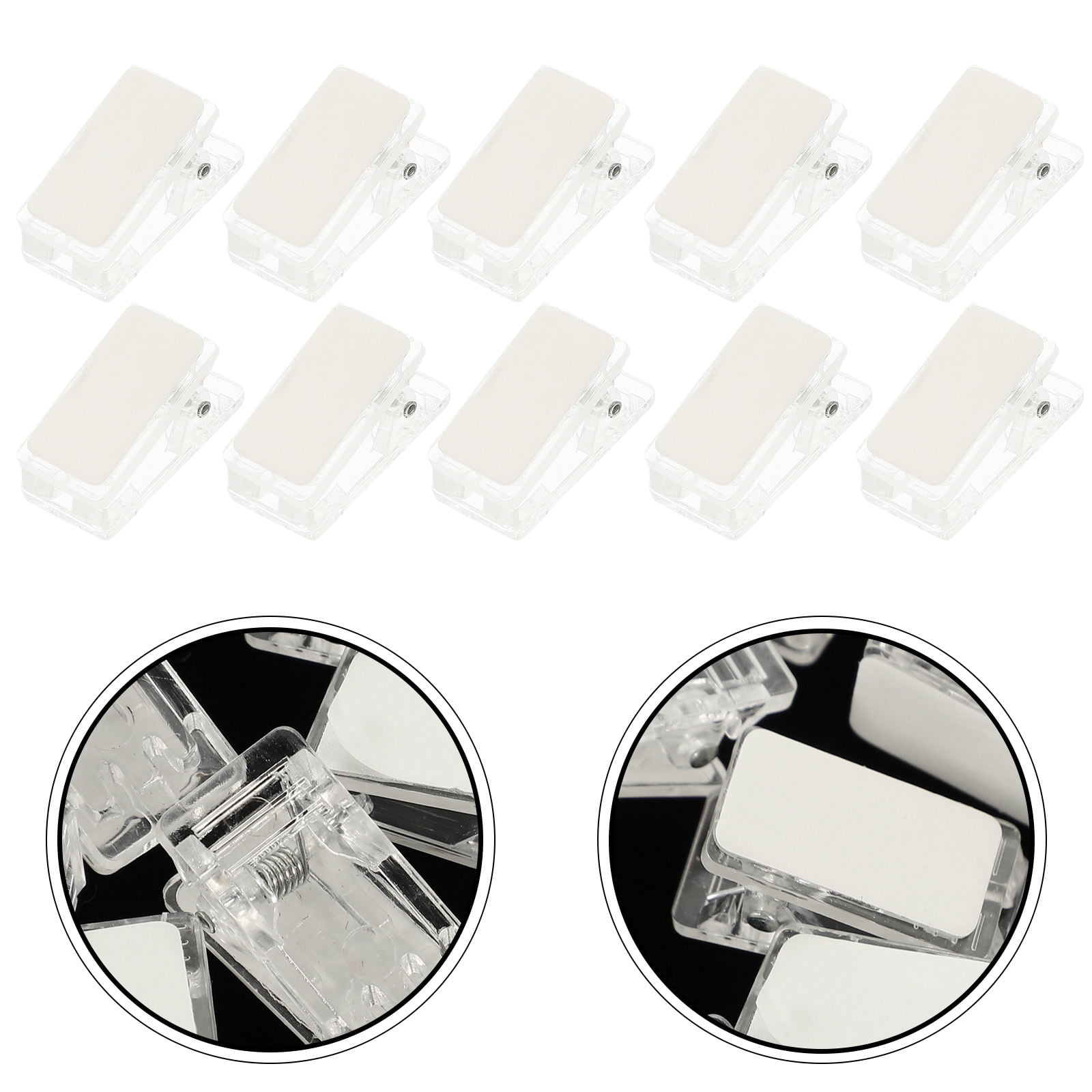 Beaupretty 30Pcs Clear Plastic Spring Clips Adhesive Wall Clips for ...