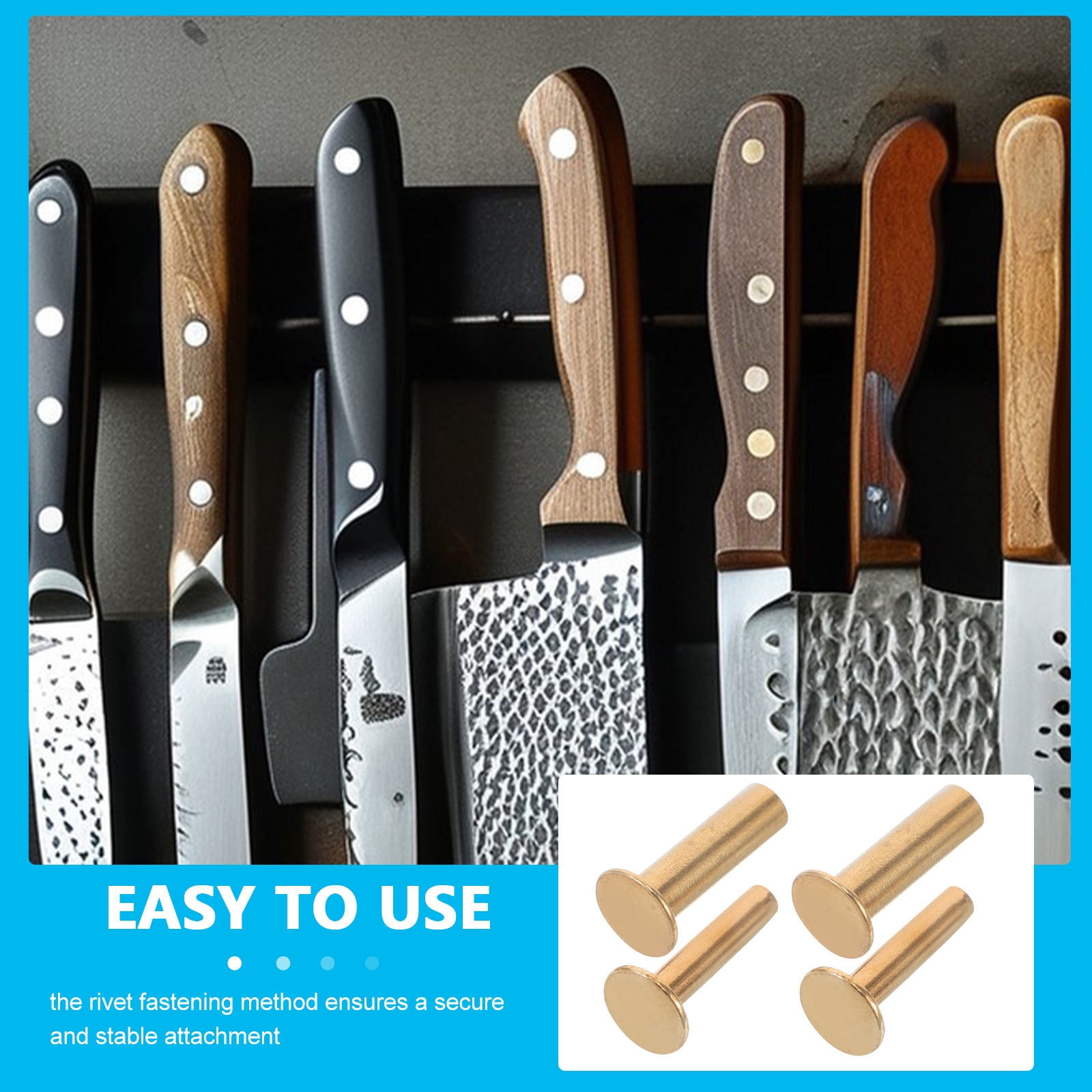 Beaupretty 4 Pairs Knife Handle Bolts Golden Metal Fasteners for Wooden ...