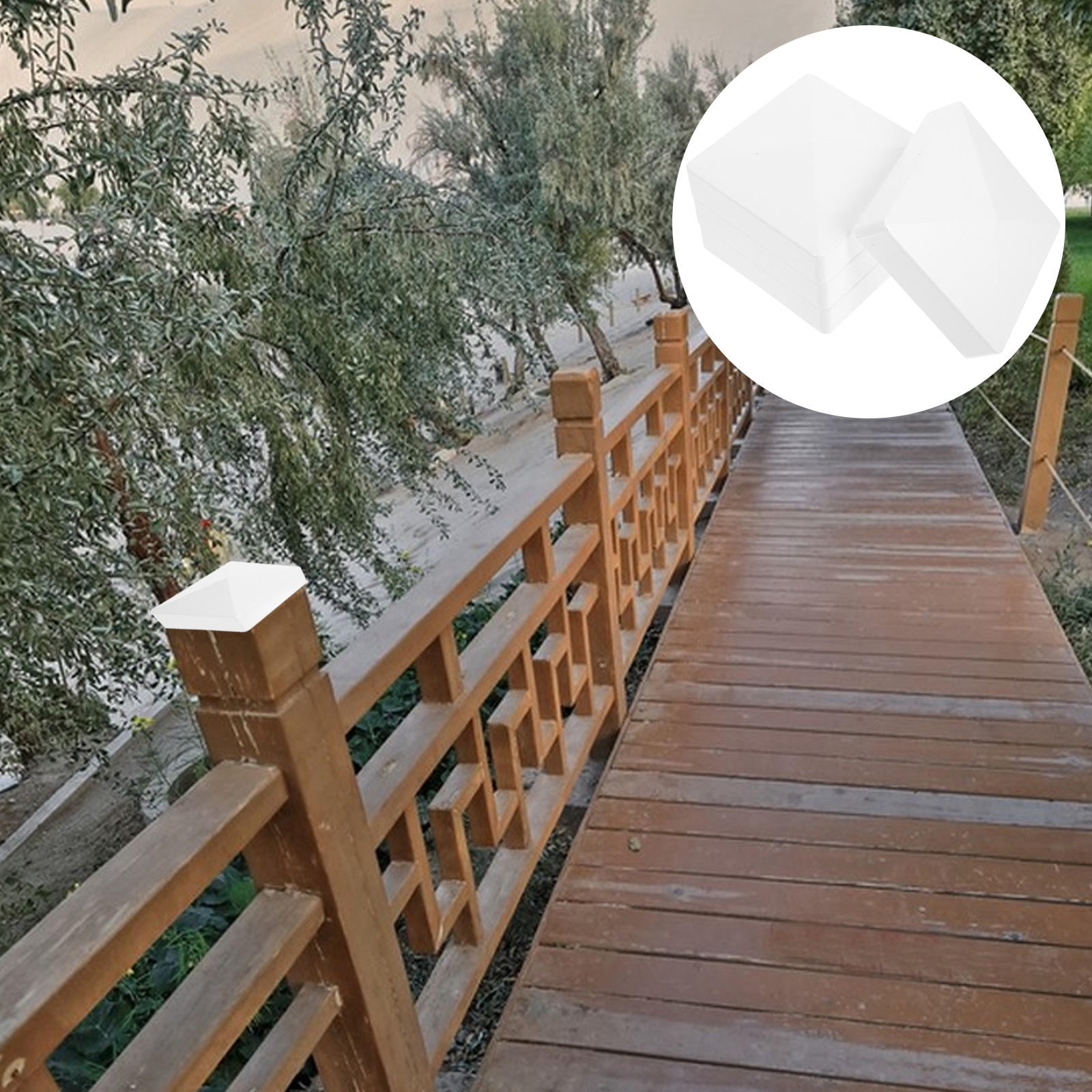 Beaupretty 4Pcs White Post Caps Flat Sleek Design Waterproof Cover for ...