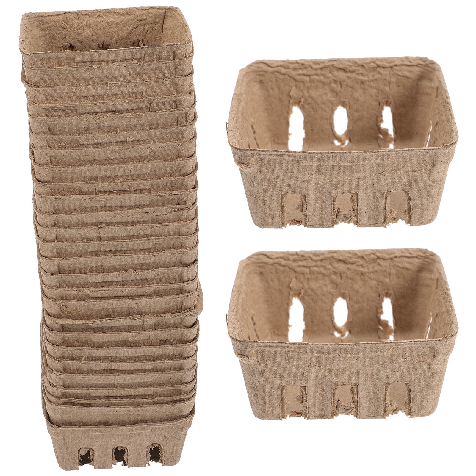 Beaupretty 50Pcs Beige Paper Berry Basket Decorative Rustic Fruit Tray ...