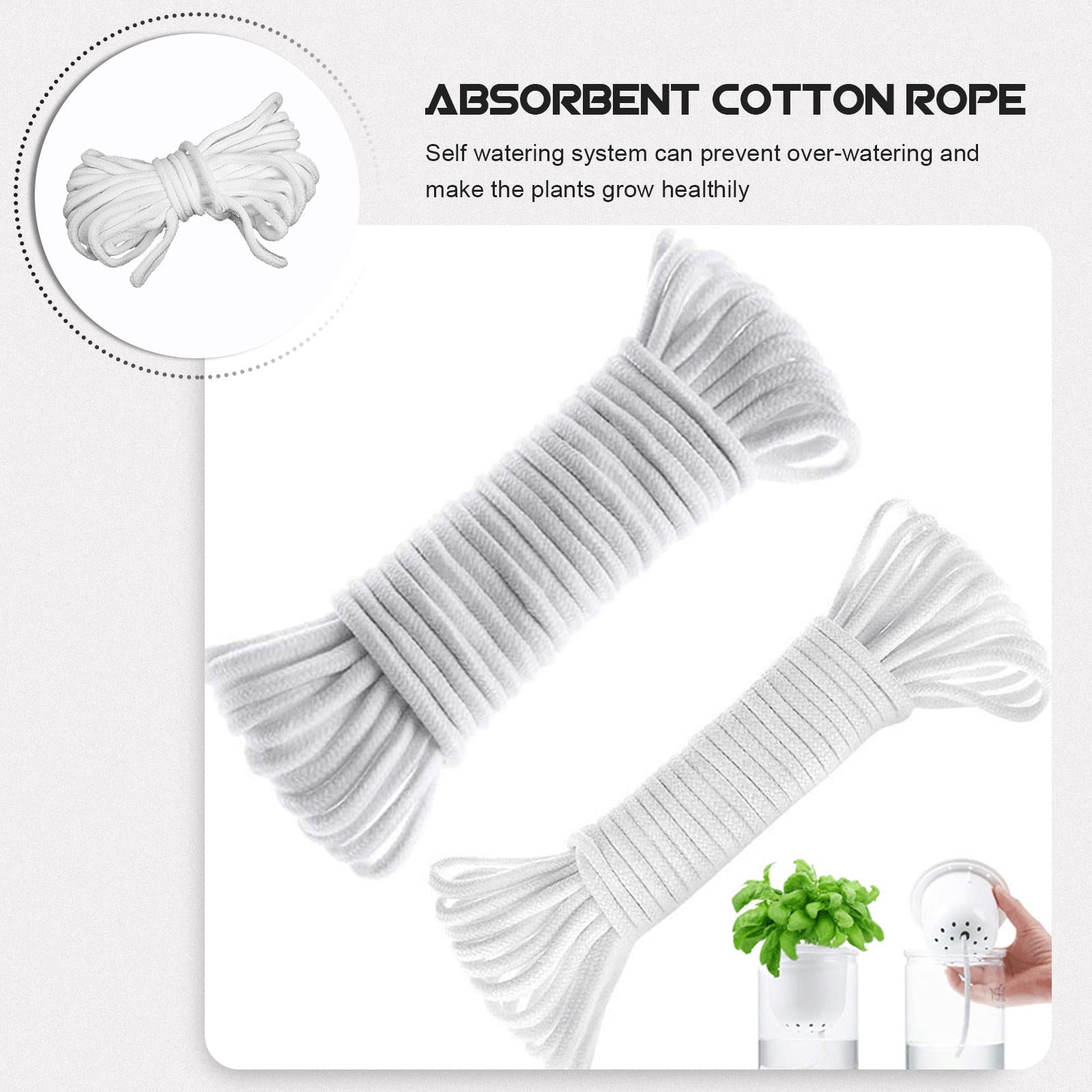Beaupretty White Cotton Self Watering Rope Plant Absorbent Cord for ...