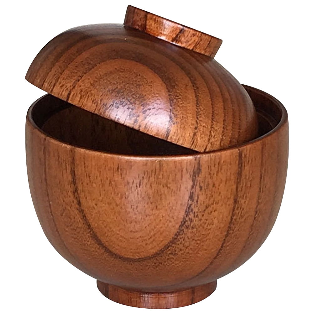 Beaupretty Dustproof Rice Serving Bowl with Lid Wooden for Homes and ...