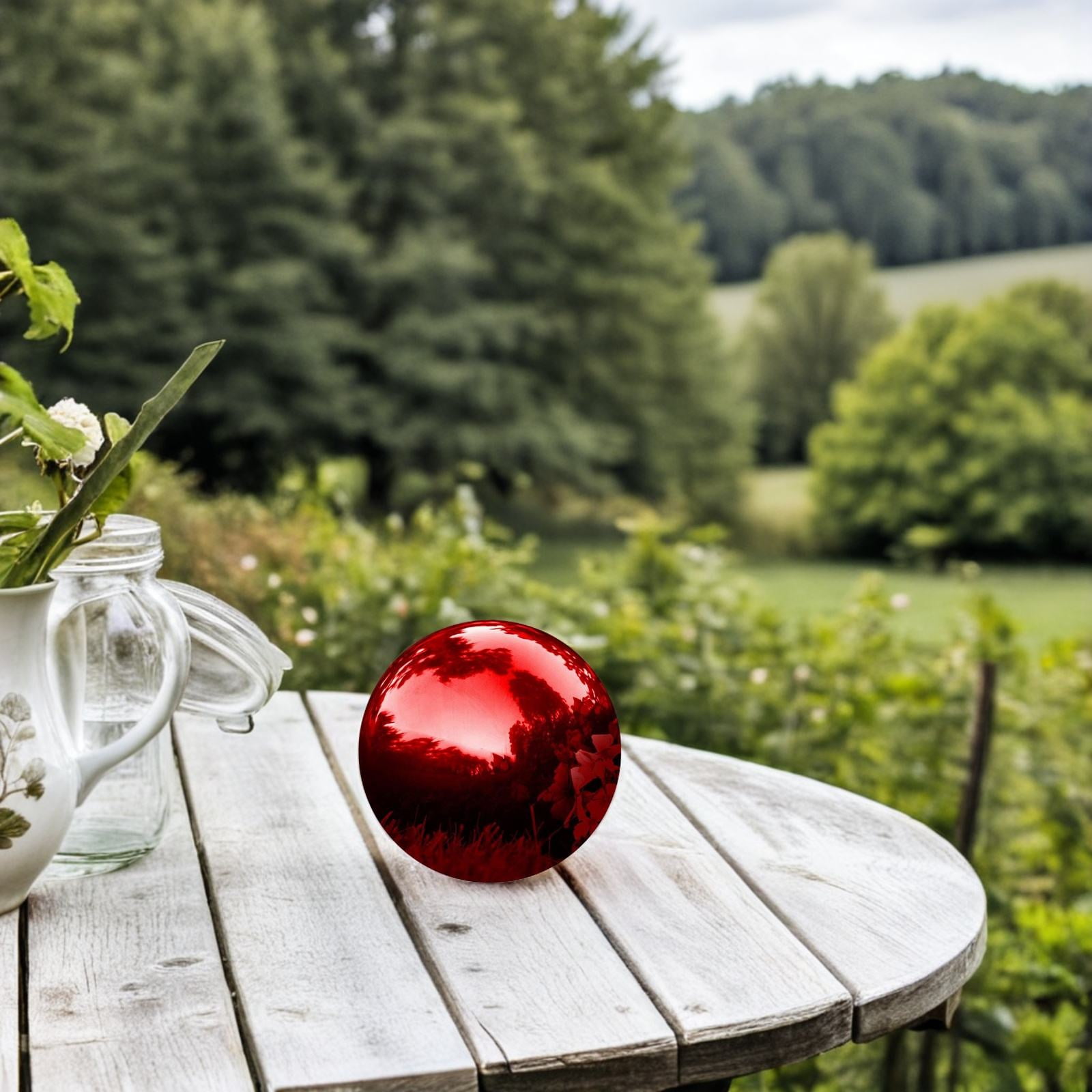 Beaupretty Dark Red Gazing Globe, Stainless Steel, Reflective Outdoor ...