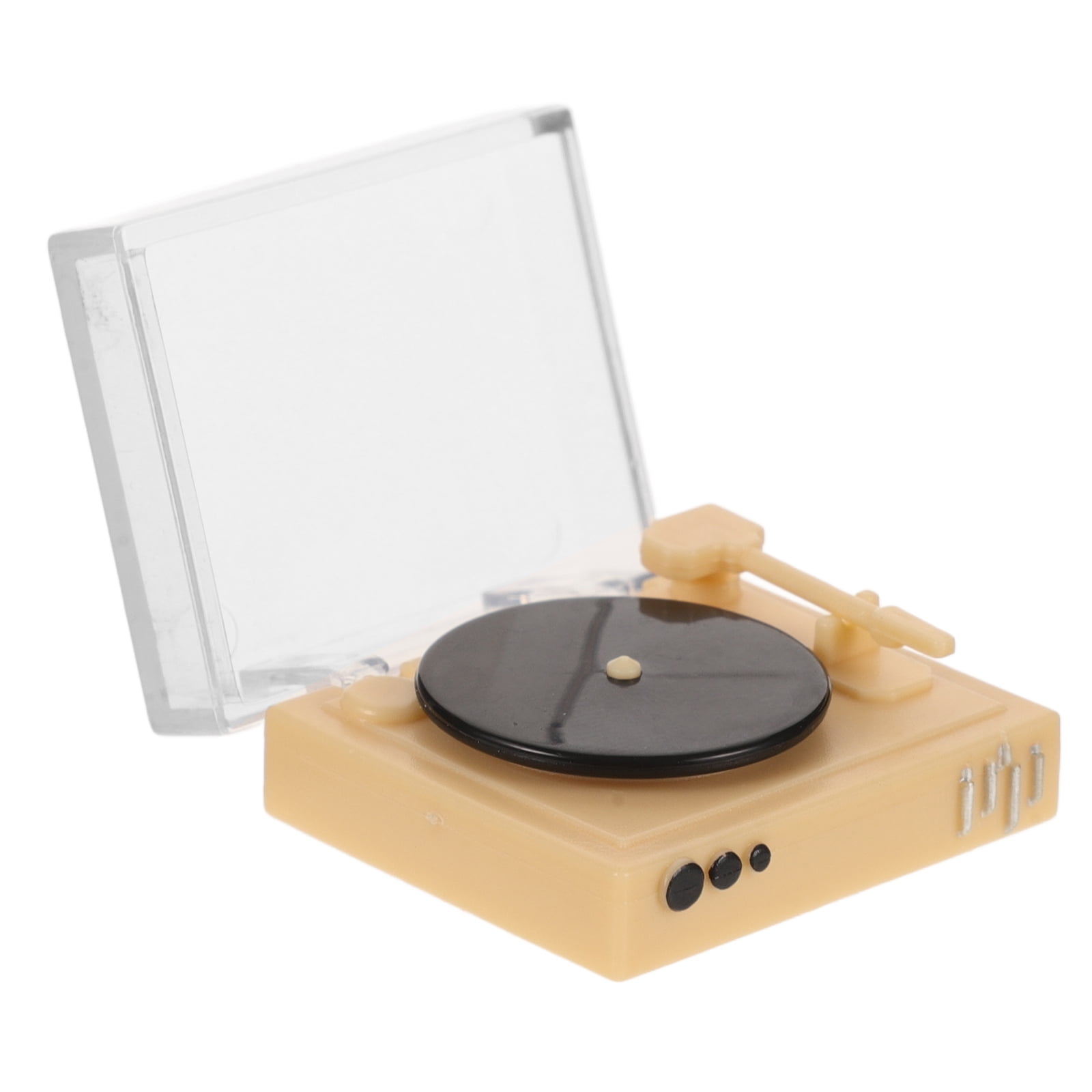 Beaupretty Vintage Mini Record Player Decorative Light Yellow Plastic ...