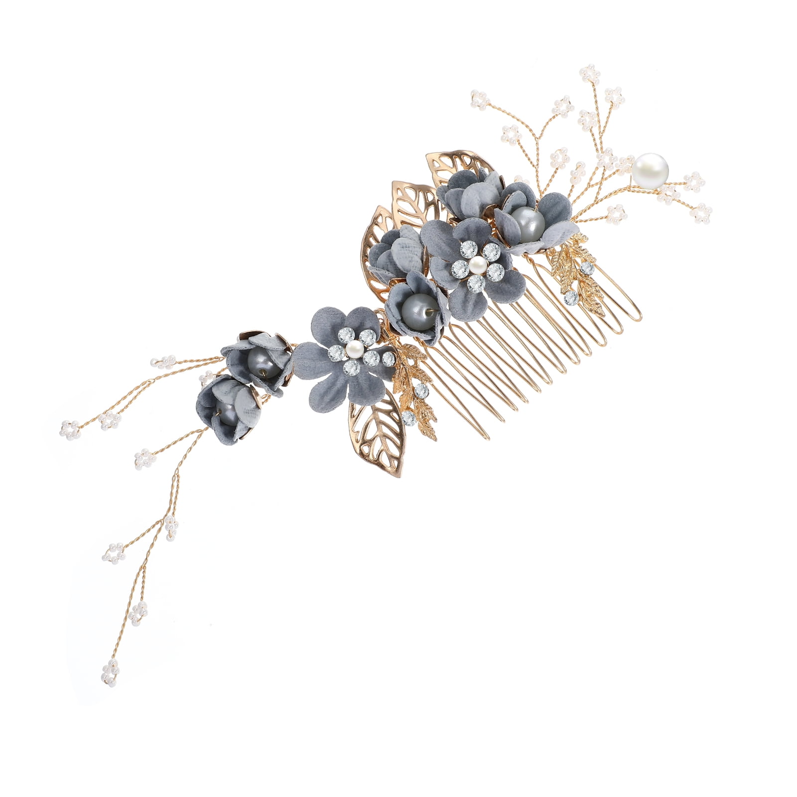 Beaupretty Wedding Hair Comb Dusty Blue Bridesmaid Artificial Flower ...