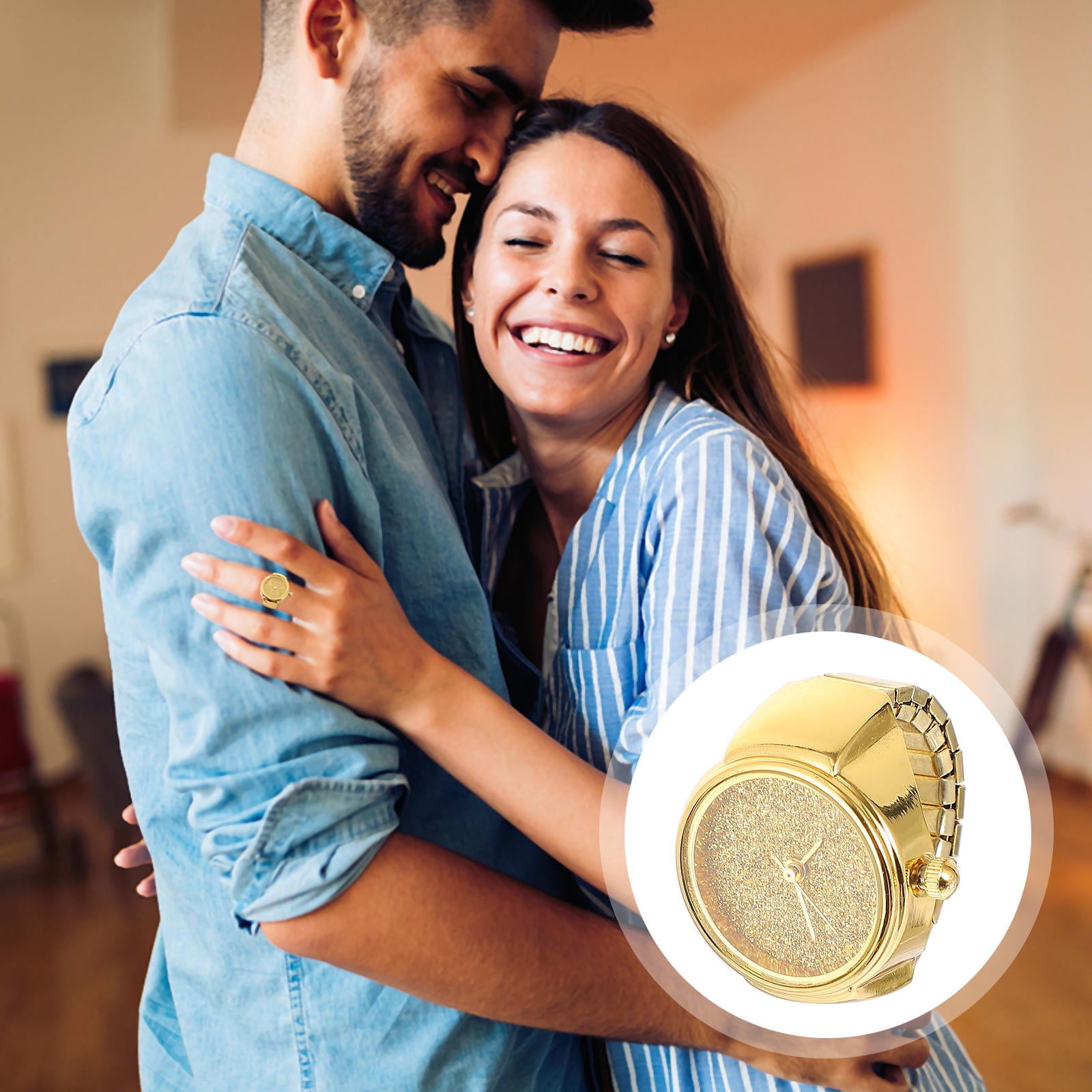 Beaupretty Women's Bangle Cuff Watch for Decoration Circular Golden 1Pcs New Year - Walmart.com