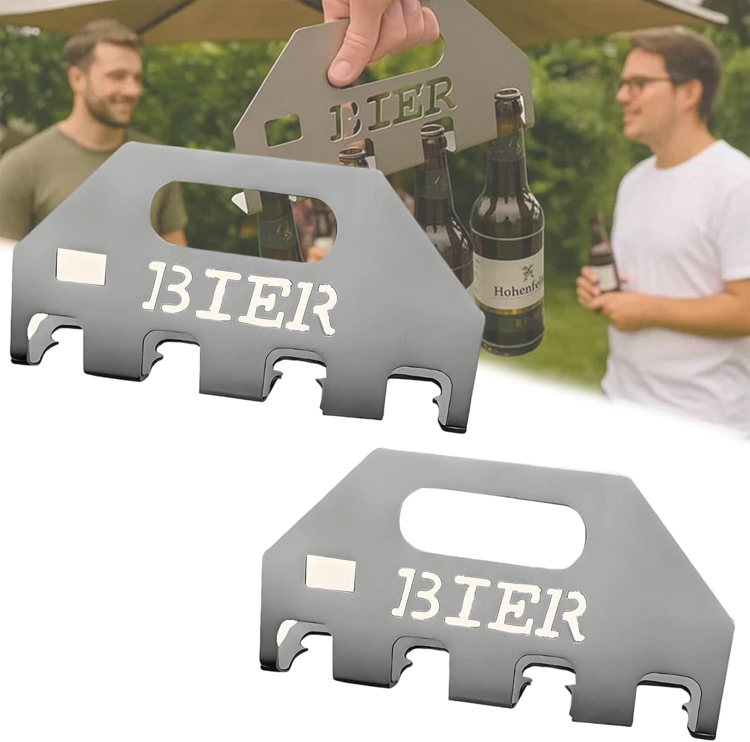 Beautcar The Quad Beer Opener & Carrier, 4-In-1 Stainless Steel Beer ...