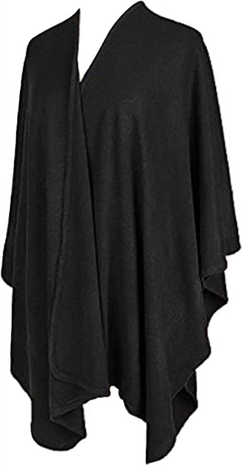 Beaute Fashion Women's Draped Ruana Shawl Cape Wrap Poncho in Black ...