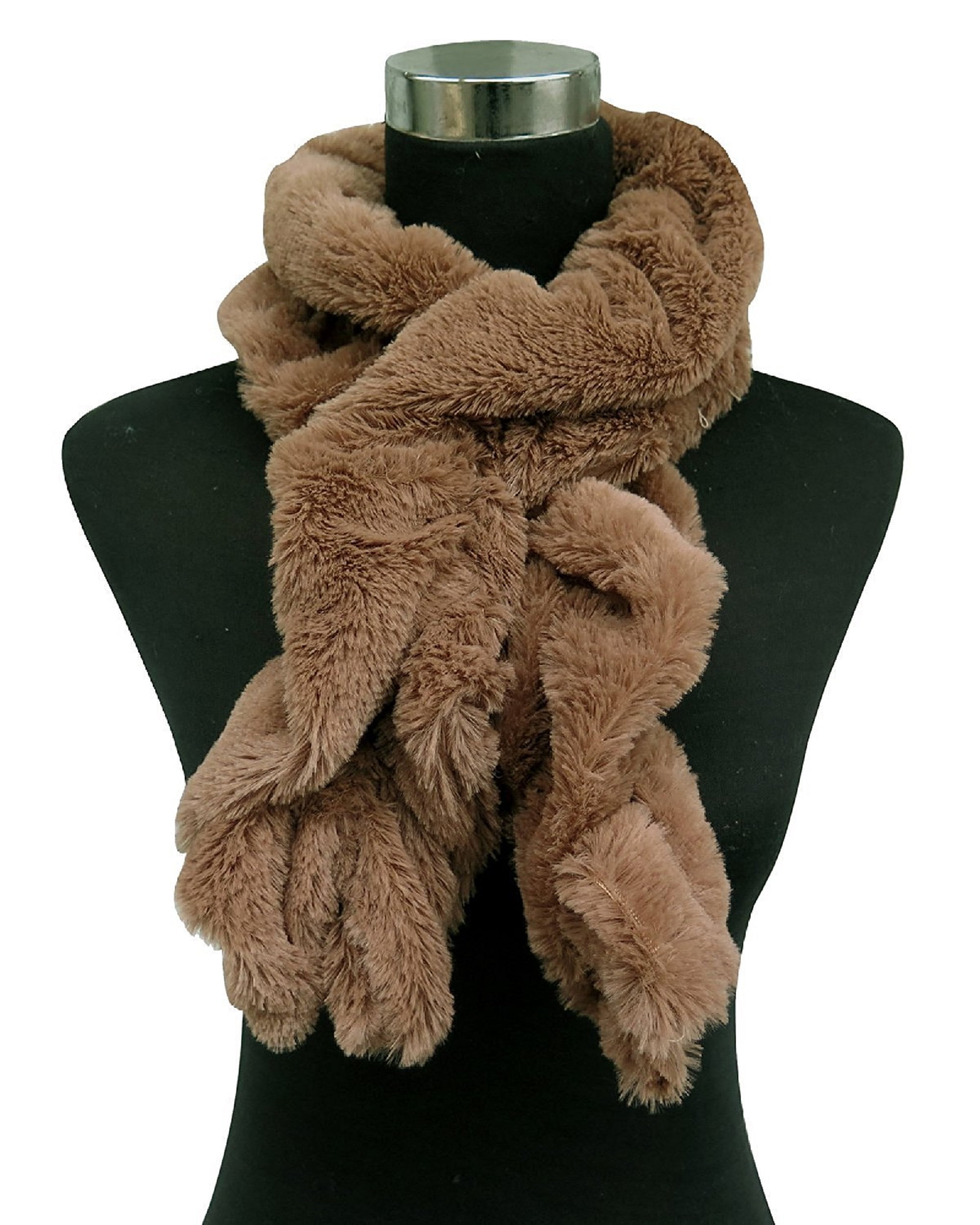 Beaute Fashion Faux Fur Fuzzy Adult Women WARM WINTER SCARF Twisted or ...
