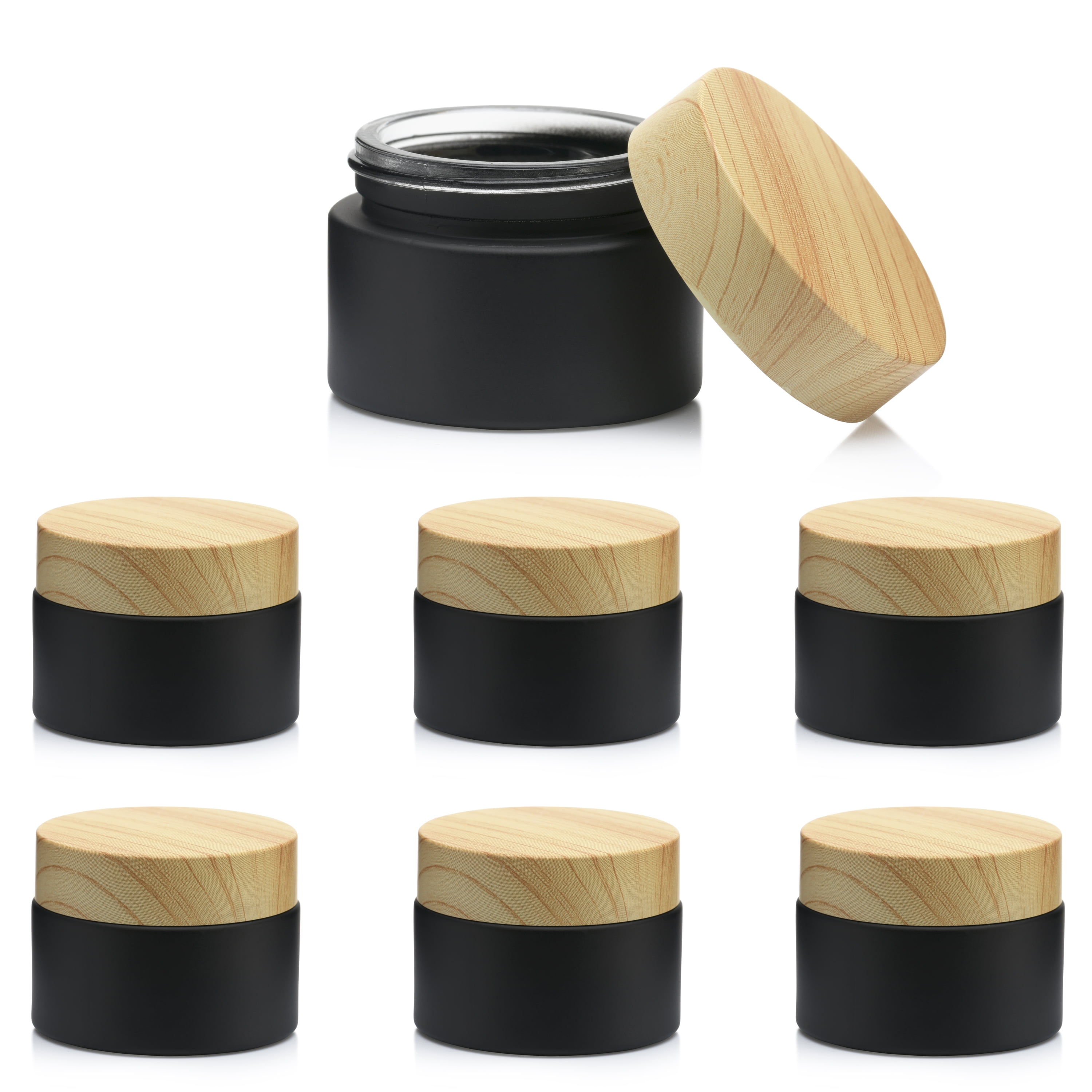 Beaute Galleria 1oz (30ml) Black Frosted Cosmetic Plastic Cream Jars ...
