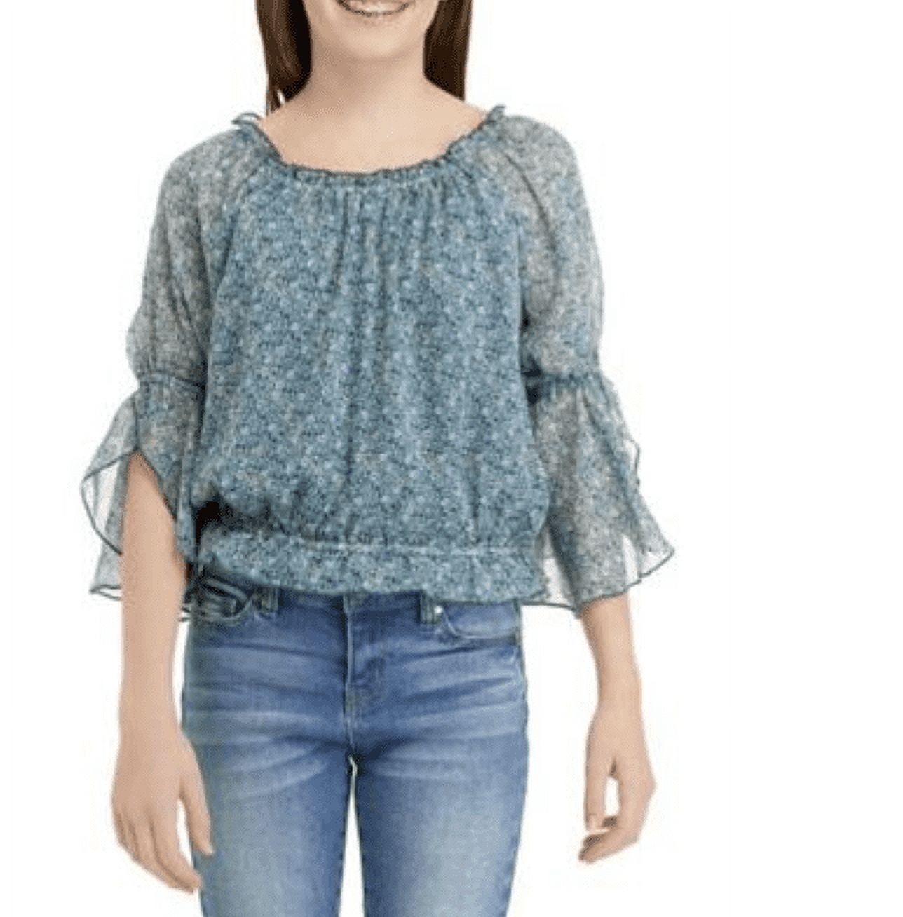 Beautees Big Girls Floral Printed 3/4 Elbow Sleeve Blouse Top - Teal ...