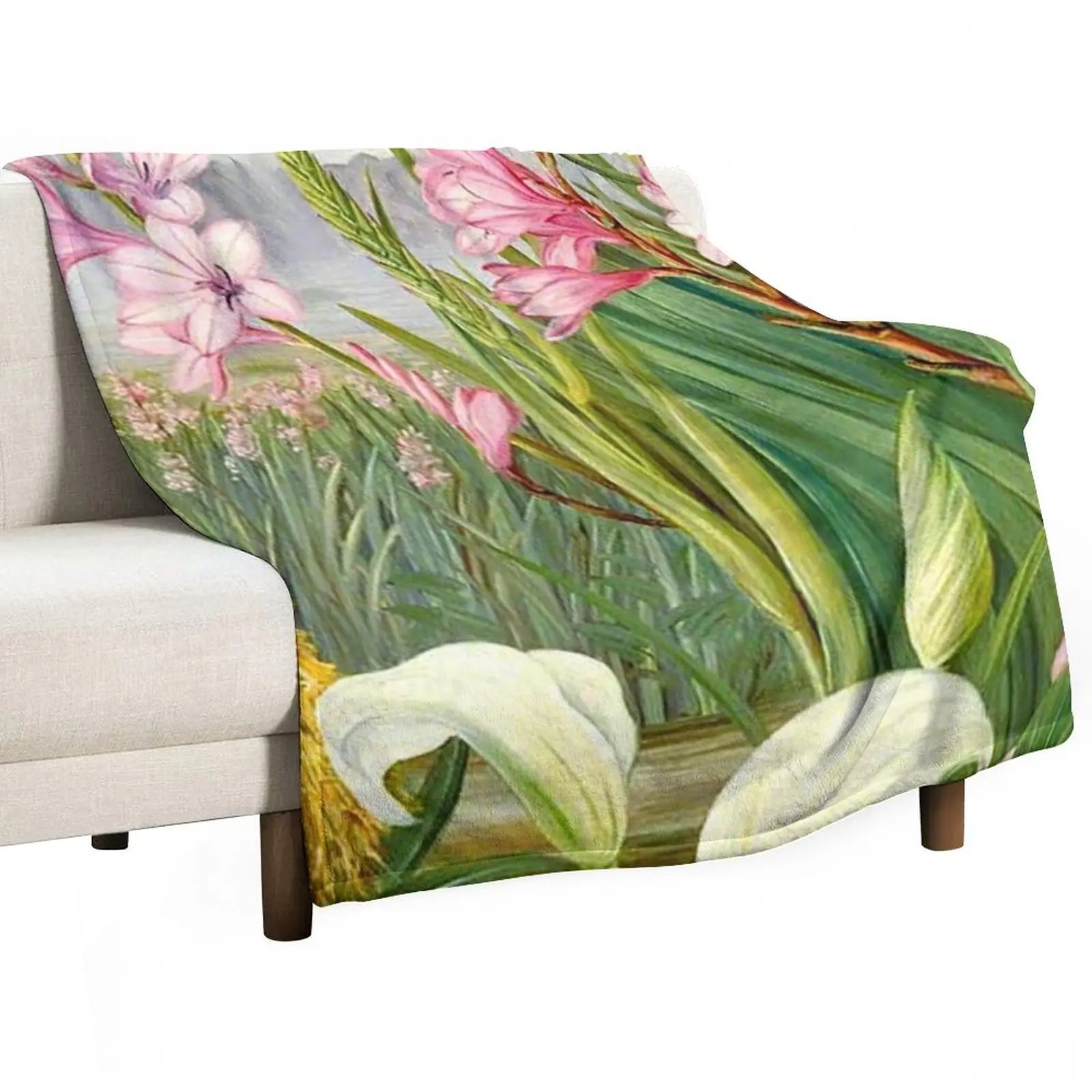 Beauties of the Swamps fine art by Marianne North Throw Blanket Giant ...