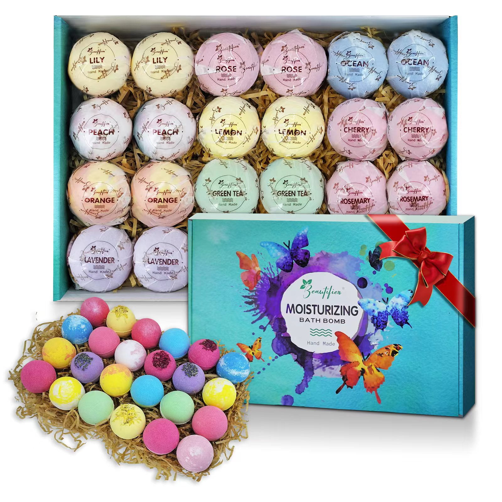 Beautifier Life 24 Pack Moisturizing Bath Bombs Gift Set,Bubble Bath ...
