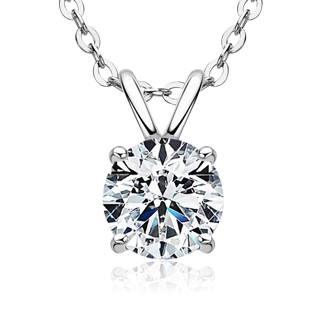 Beautiful 1 Carat D Color Round Cut Moissanite Birthstone Solitaire Pendant Necklace, S925 ...