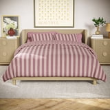 Beautiful 100% Cotton Striped 3-Piece Rosé Pink Comforter Set, Full ...