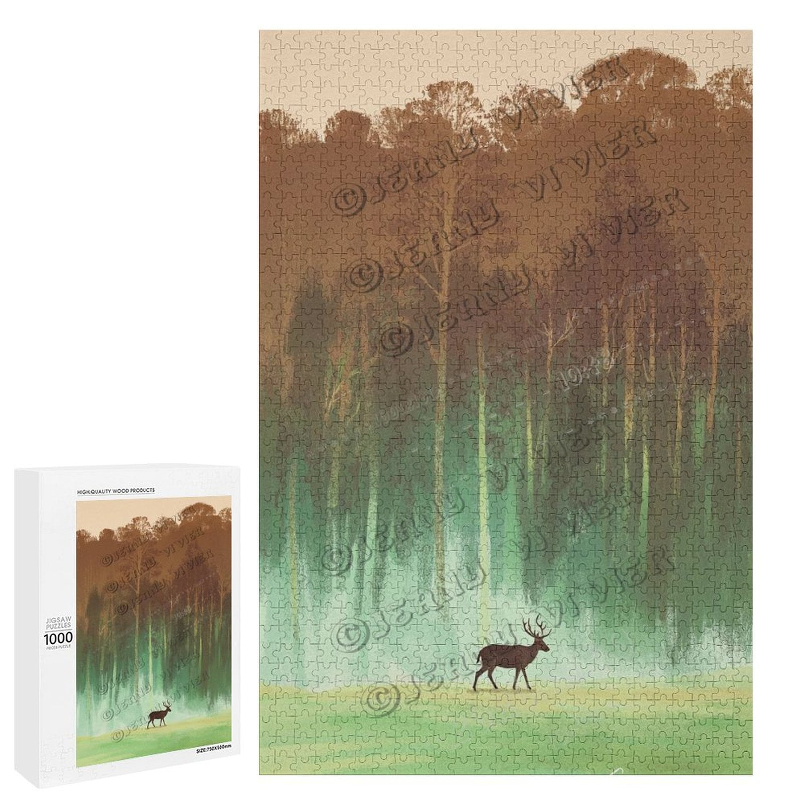 Beautiful 1000 Piece Wooden Puzzle – Deer in the Forest – Relaxing ...