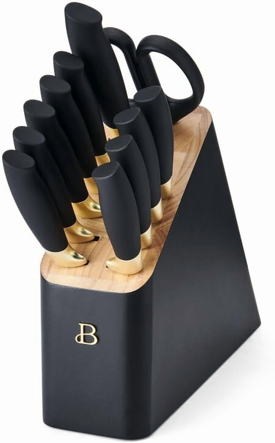 Beautiful 12 Piece Stainless Steel Knife Set Block Soft Grip Handles ...
