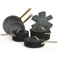 Beautiful 12pc Ceramic Non-Stick Cookware Set, Black Sesame by Drew ...