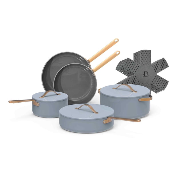 Drew Barrymore's 12pc Non-Stick Ceramic Cookware Set, Pots and Pans ...