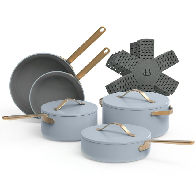 Drew Barrymore's 12pc Non-Stick Ceramic Cookware Set, Pots and Pans ...