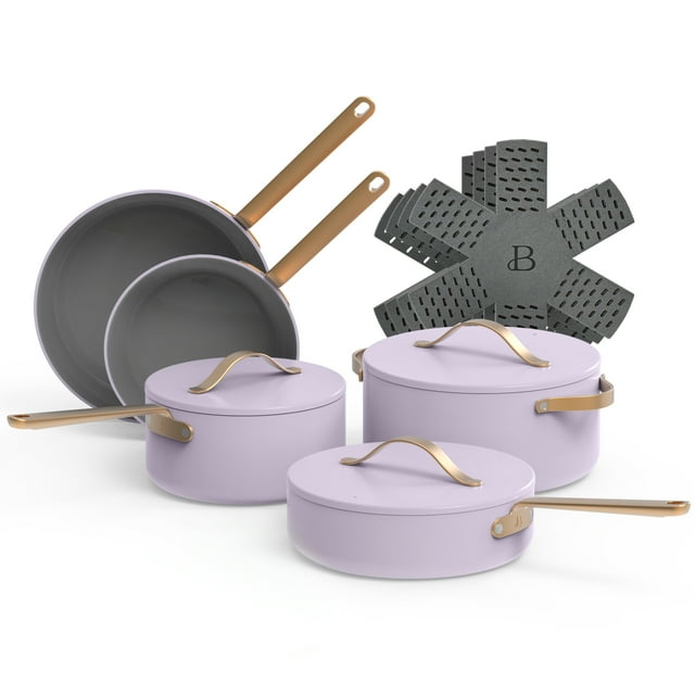 Beautiful 12pc Ceramic Non-Stick Cookware Set, Lavender by Drew ...