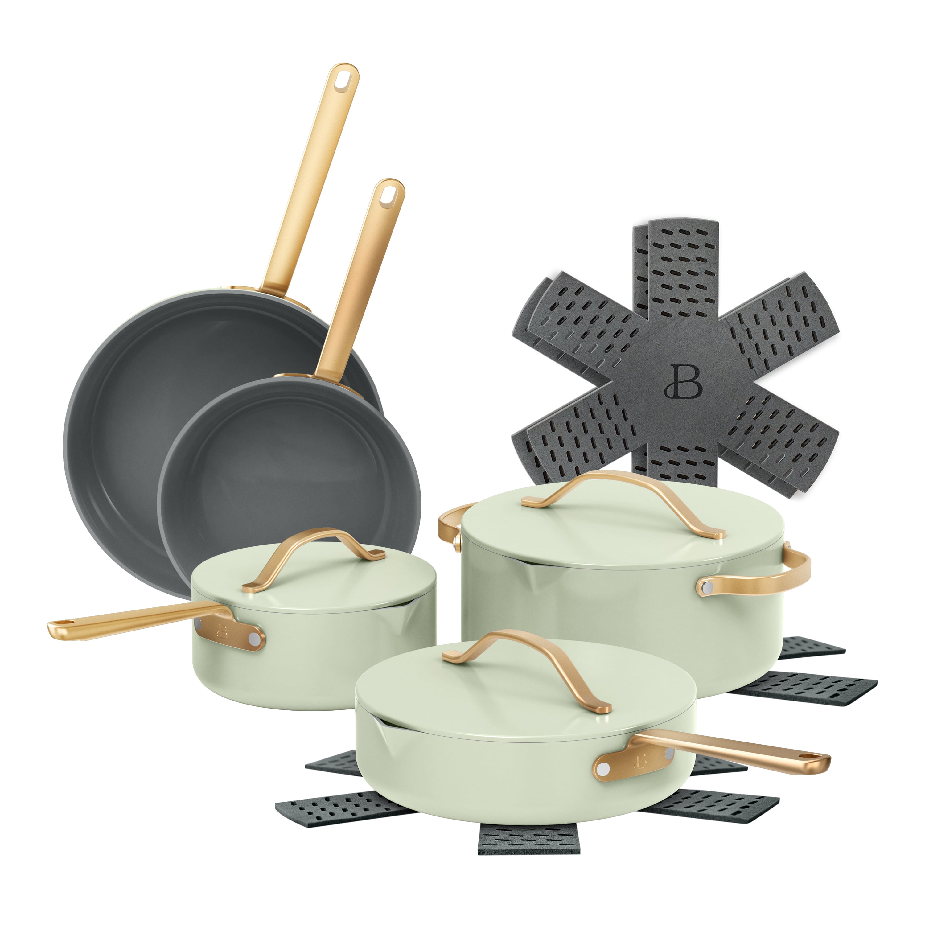 Beautiful 12-Piece Ceramic Nonstick Cookware Set, Pots and Pans with ...