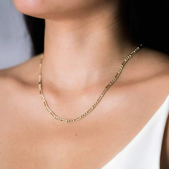 Beautiful 14K Genuine Yellow Gold Figaro Necklace Chain 14K Necklaces ...